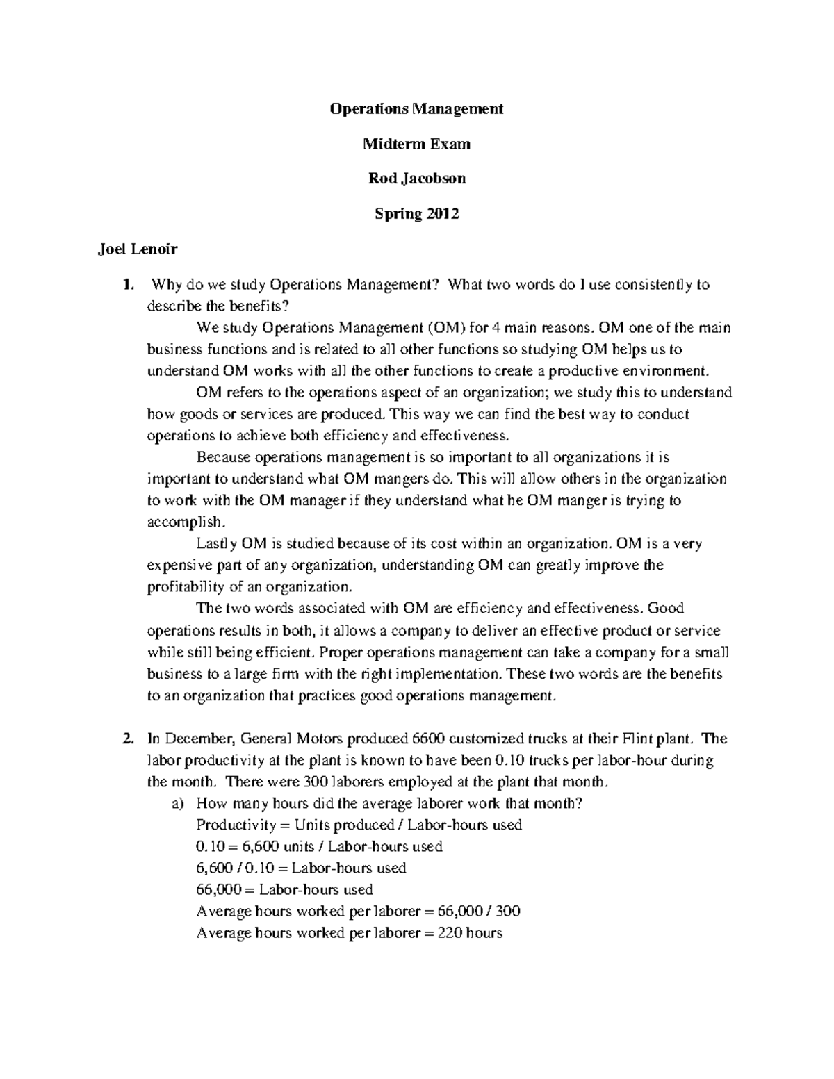 Operation management notes - accounting - WMSU - Studocu