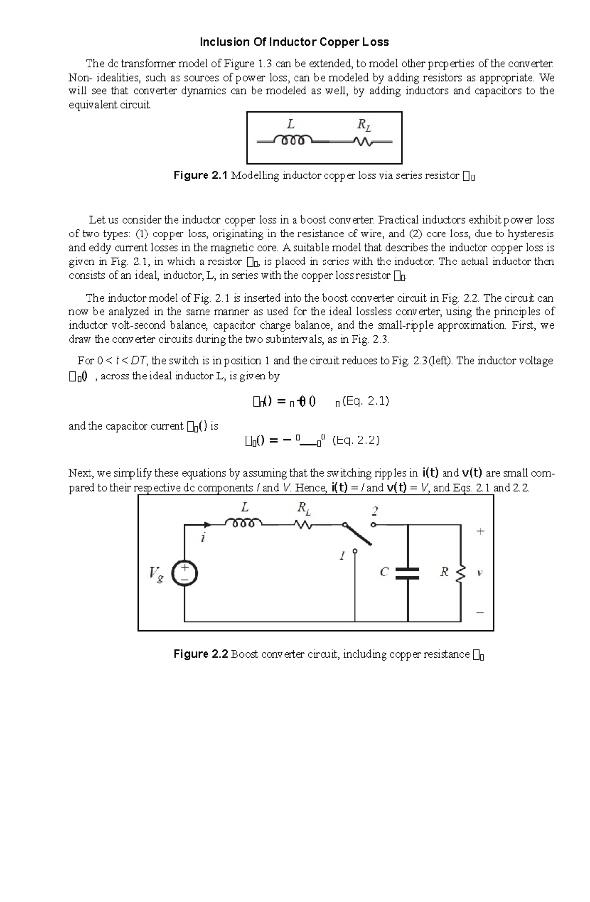 Inclusion Of Inductor Copper Loss - Non- idealities, such as sources of ...