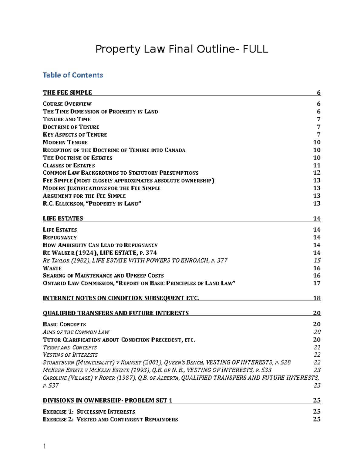 Property Law Final 182 Banks Winter 2013 - Property Law Final Outline ...