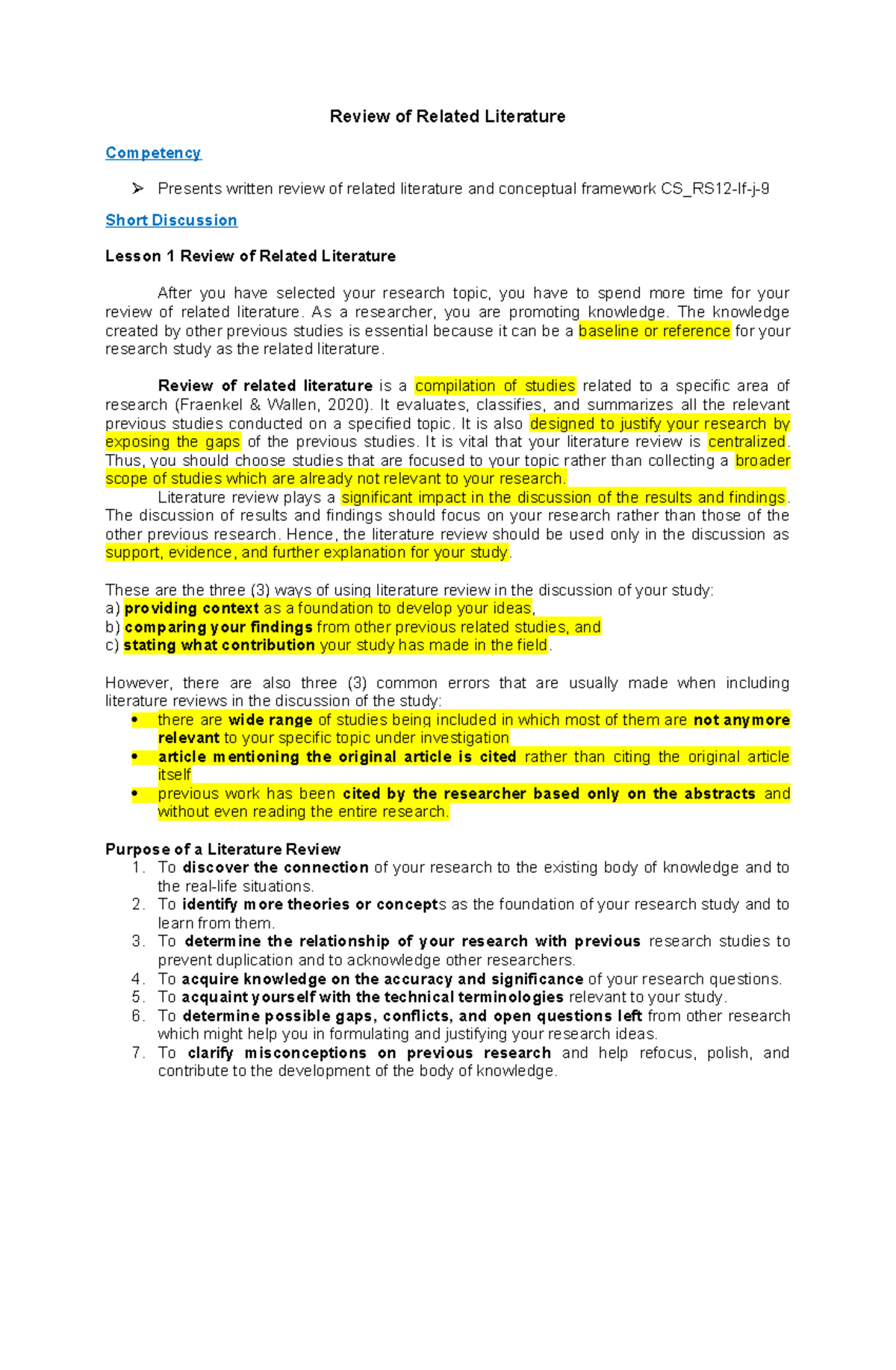 Week1 - Practical Research week 1 notes - Review of Related Literature ...