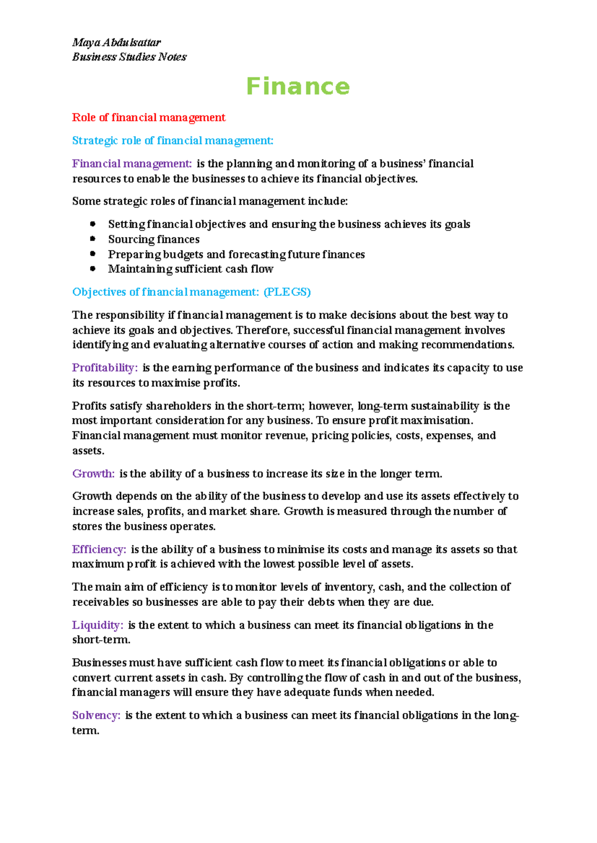 Finance - Notes summarised and detailed! - Business Studies Notes ...