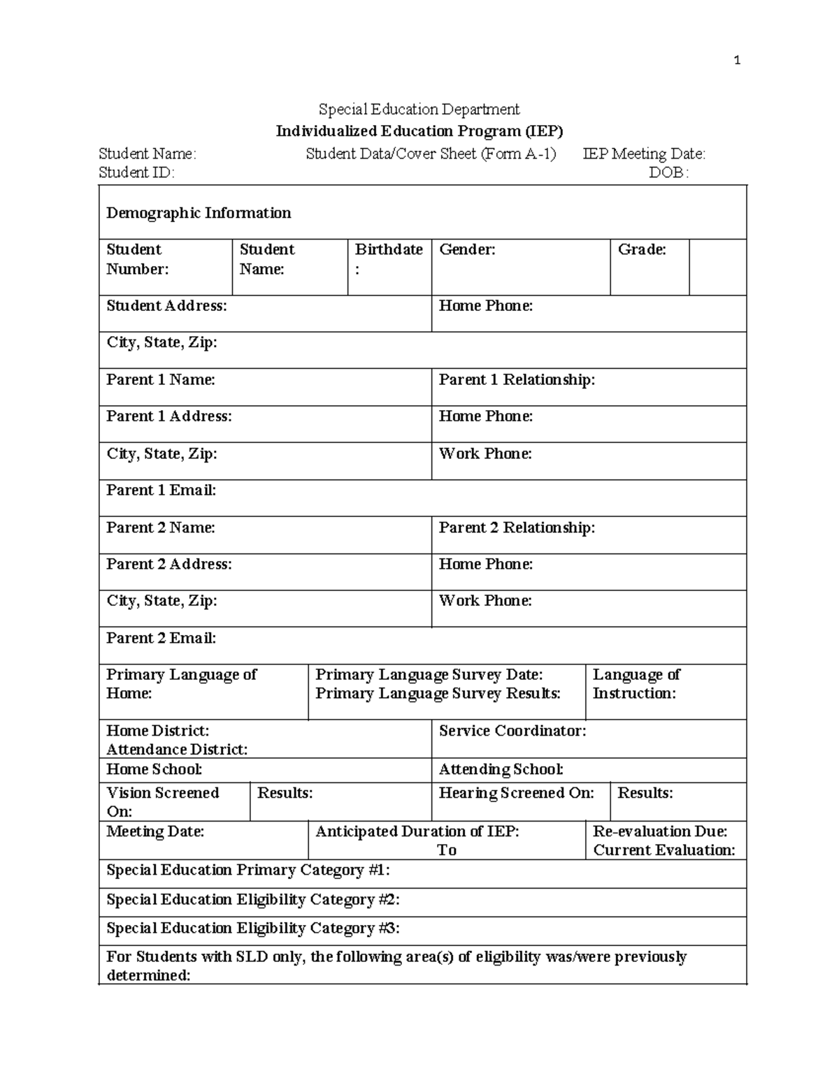 SPD-510 RS T4-Mock IEP 5 - Special Education Department Individualized ...