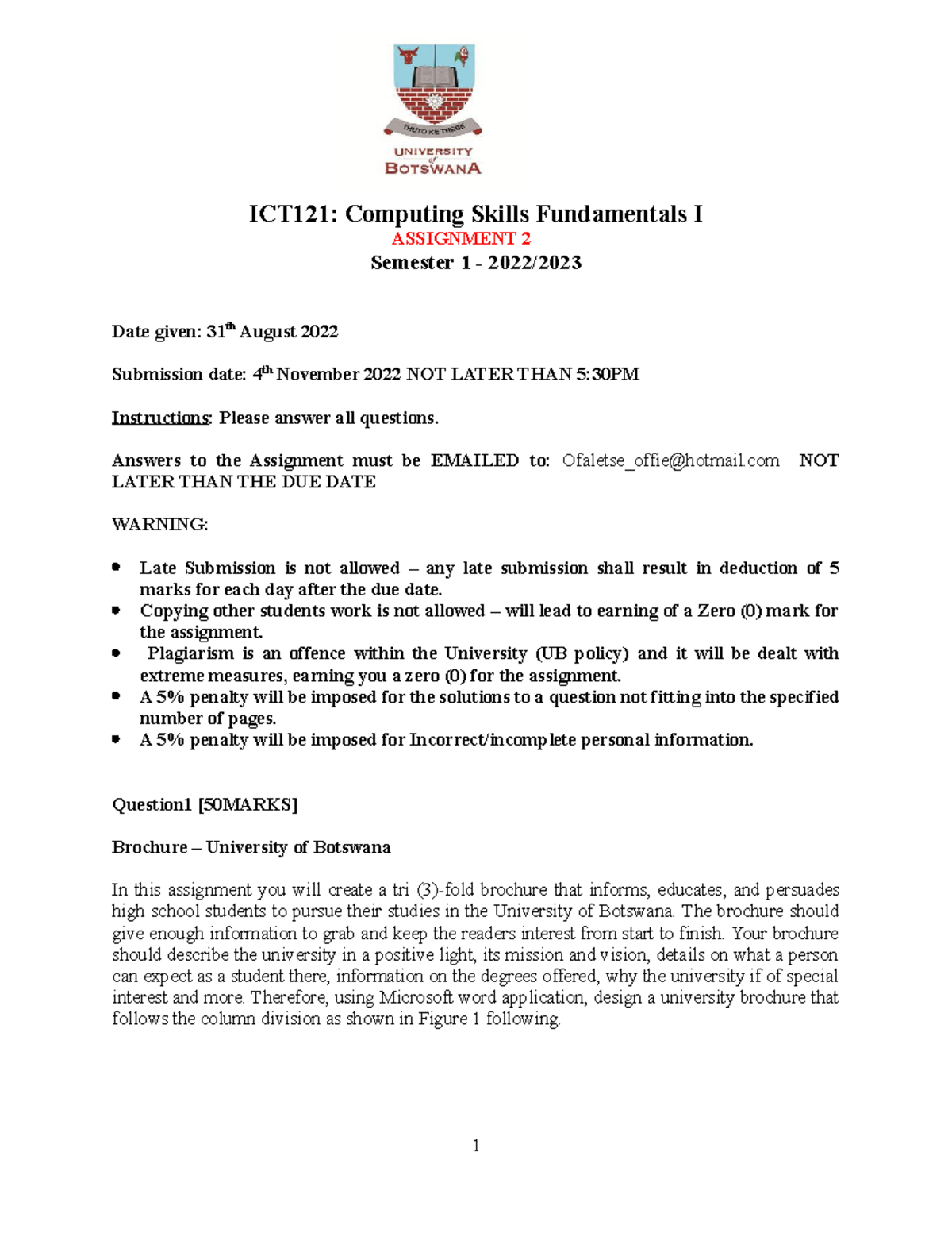 ICT121 Assignment 2022 Q2 - ICT121: Computing Skills Fundamentals I ...