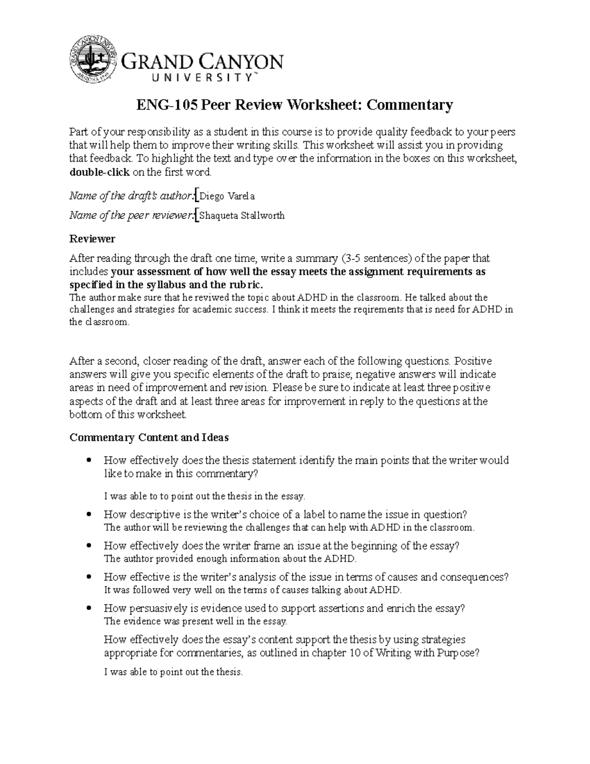 ENG-105-RS-Commentary Peer Review Worksheet - ENG-105 Peer Review ...
