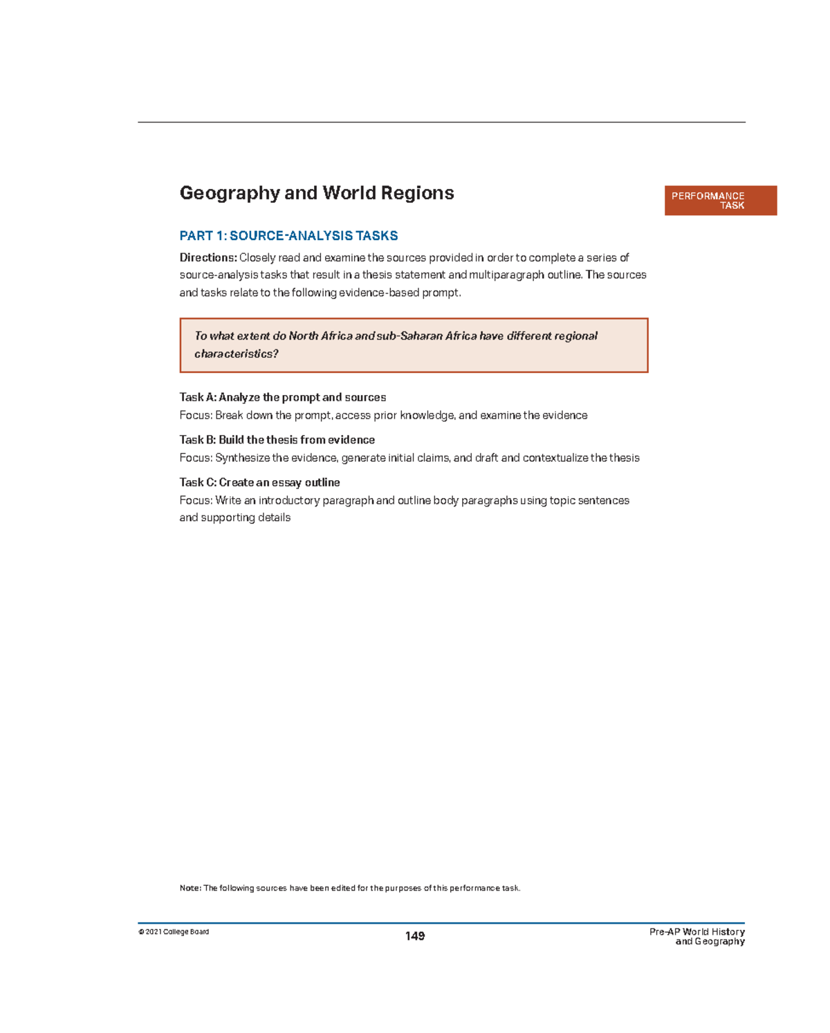 I WHG SR Geography Performance Task - 149 PERFORMANCE TASK Pre-AP World ...