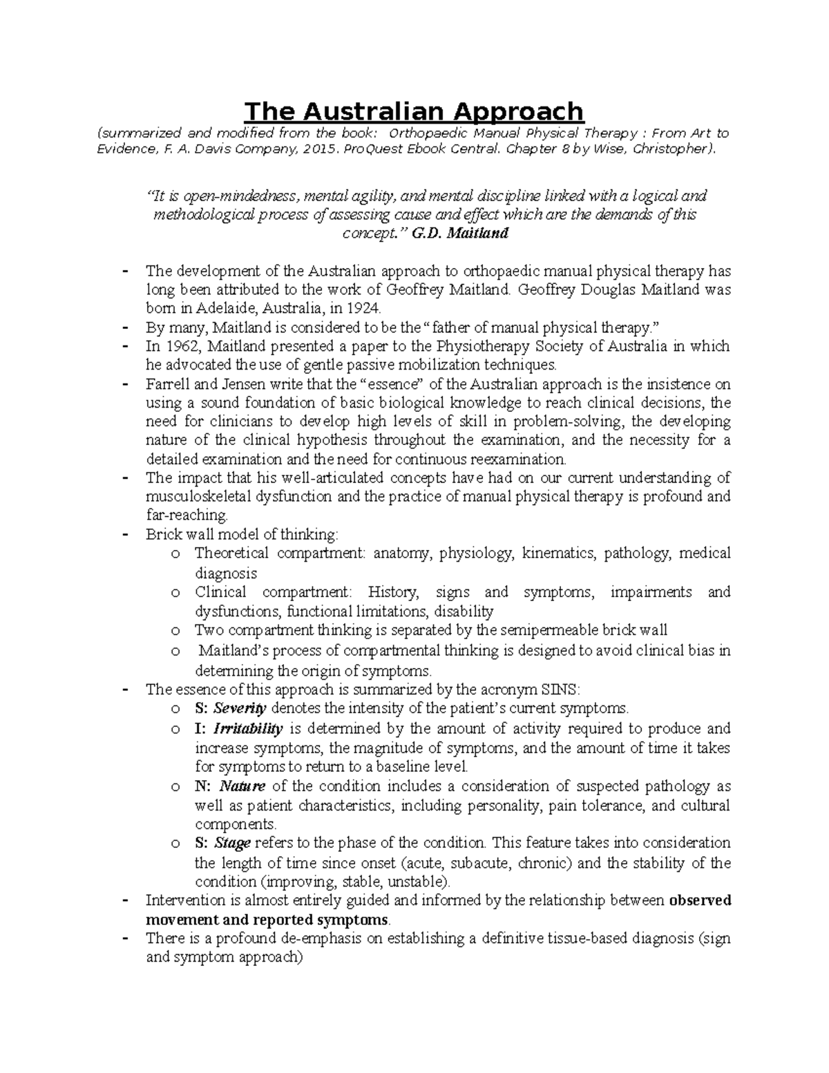 The Australian Approach - The Australian Approach (summarized and ...