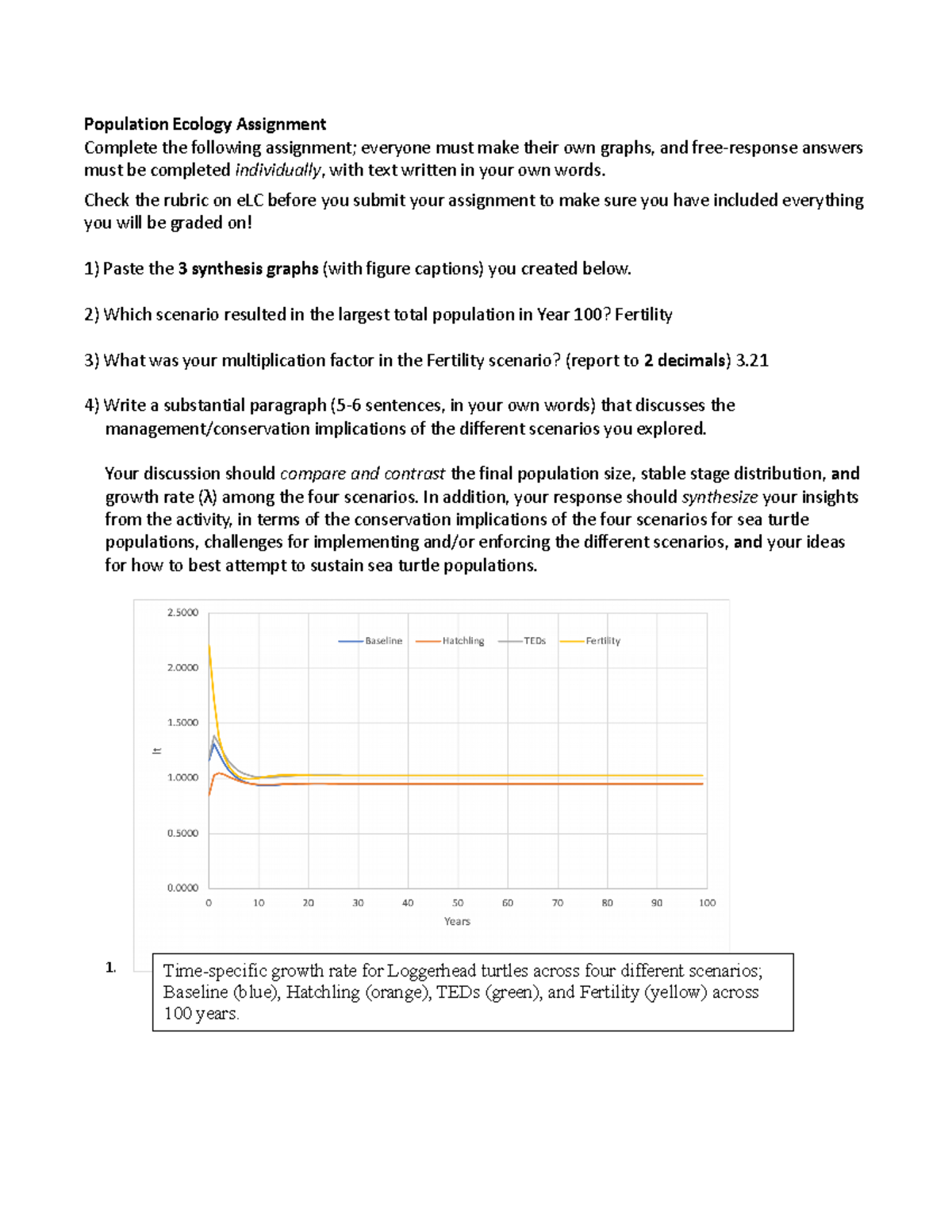 Turtle lab - Ecology lab work - Population Ecology Assignment Complete ...