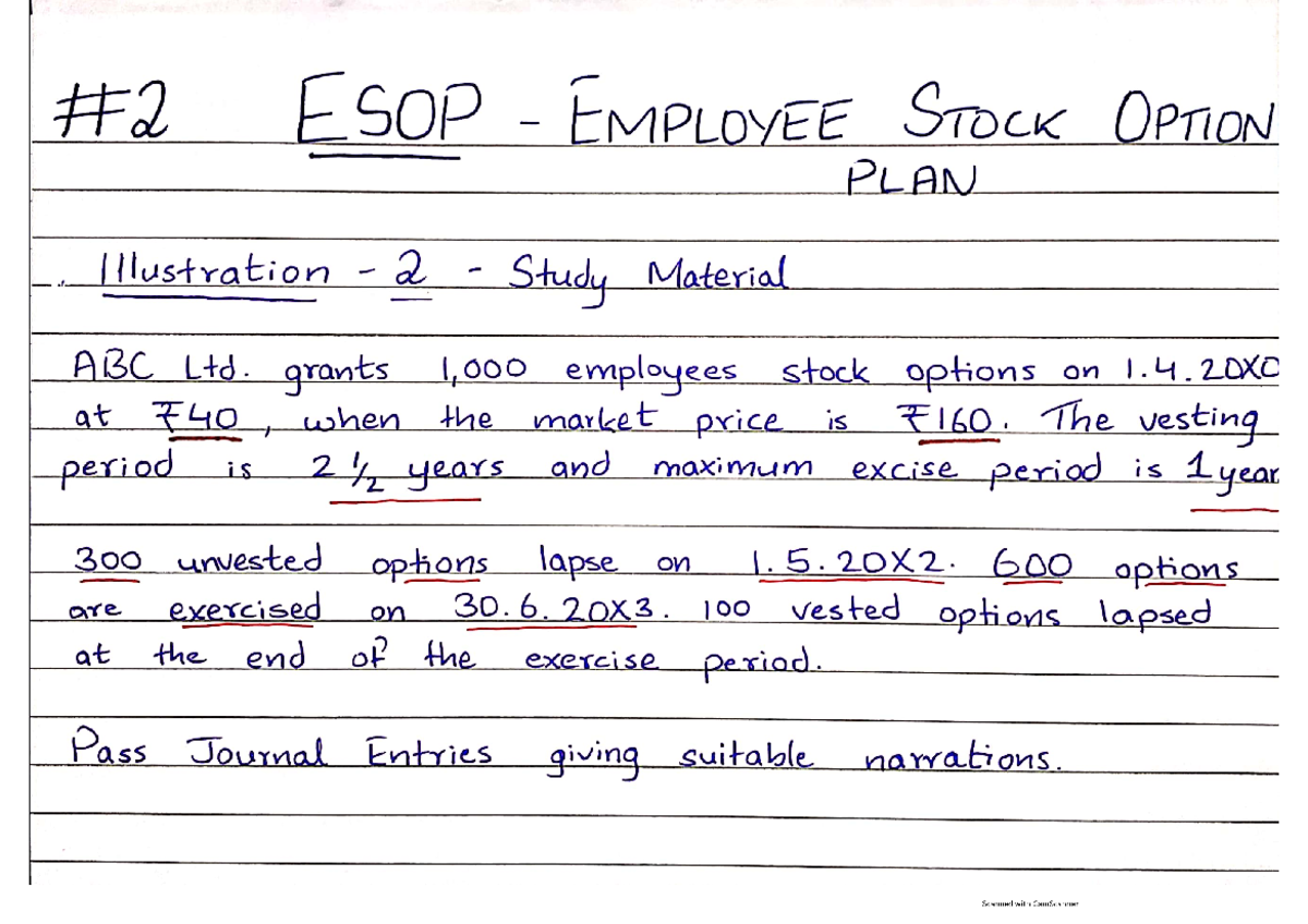 #2 ESOP - Problem 1 - practice - Corporate Accounting - Studocu