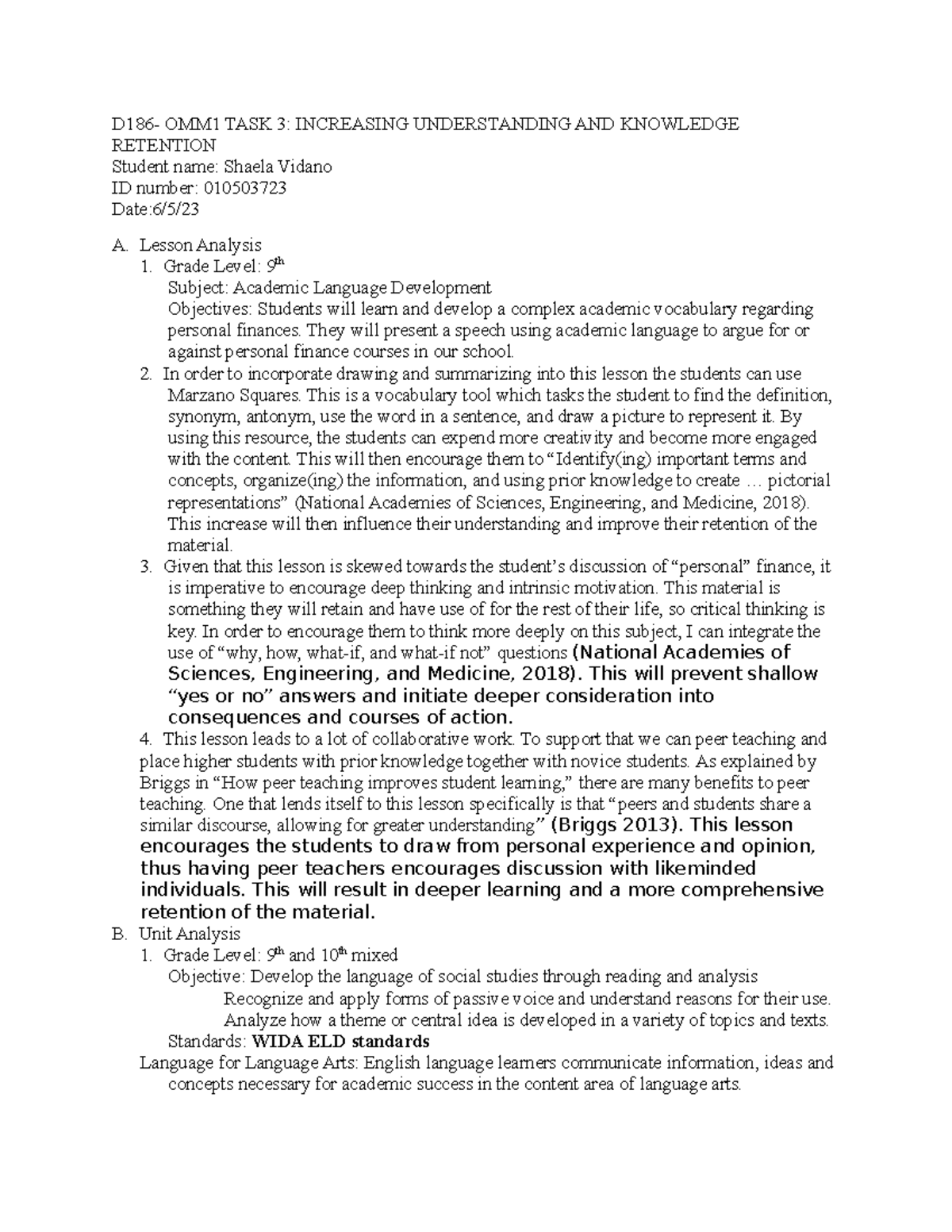 D186 Task 3 - completed and passed - D186- OMM1 TASK 3: INCREASING ...