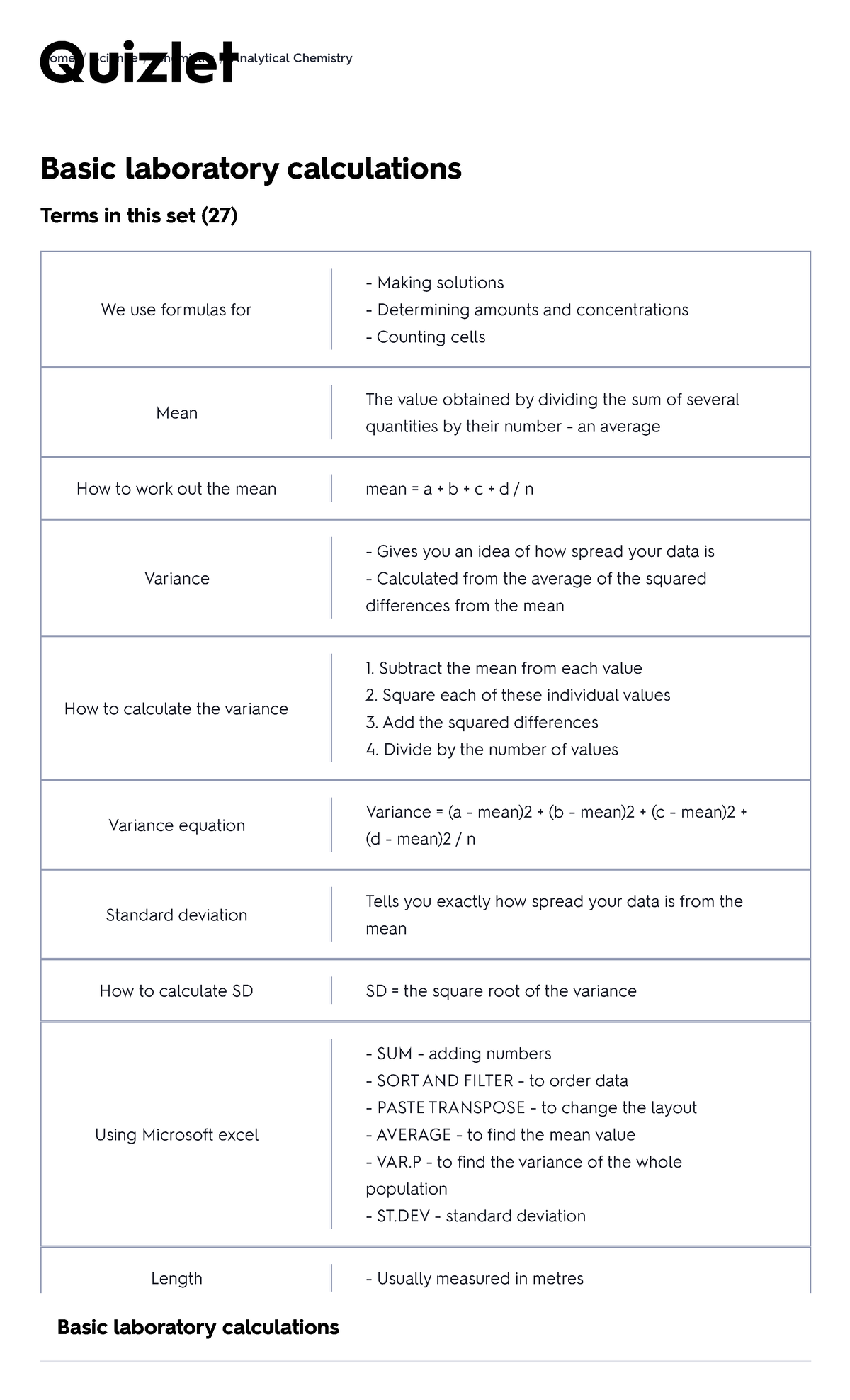 Basic laboratory calculations Flashcards Quizlet - Basic laboratory ...