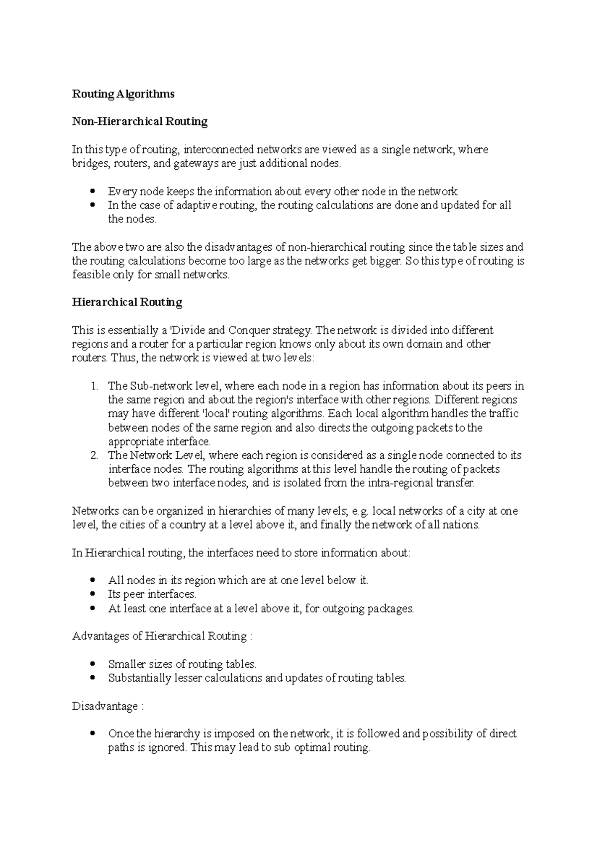 Routing Algorithms Routing Algorithms Non Hierarchical Routing In 6946