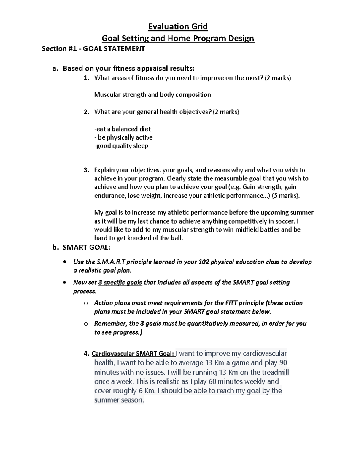 Goal Setting + Program design - Evaluation Grid Goal Setting and Home ...