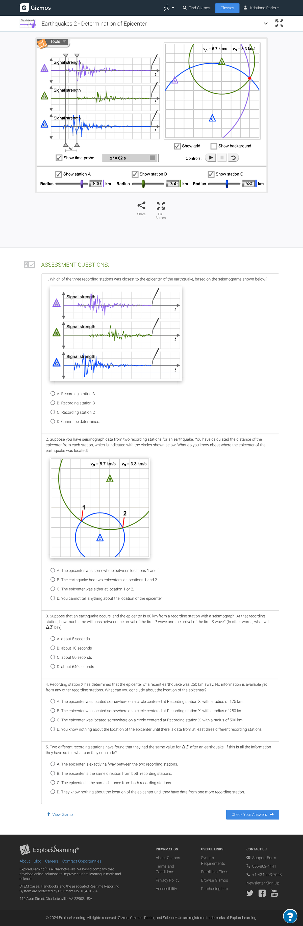 Earthquakes 2 - Determination of Epicenter Gizmo Explore Learning 2 ...