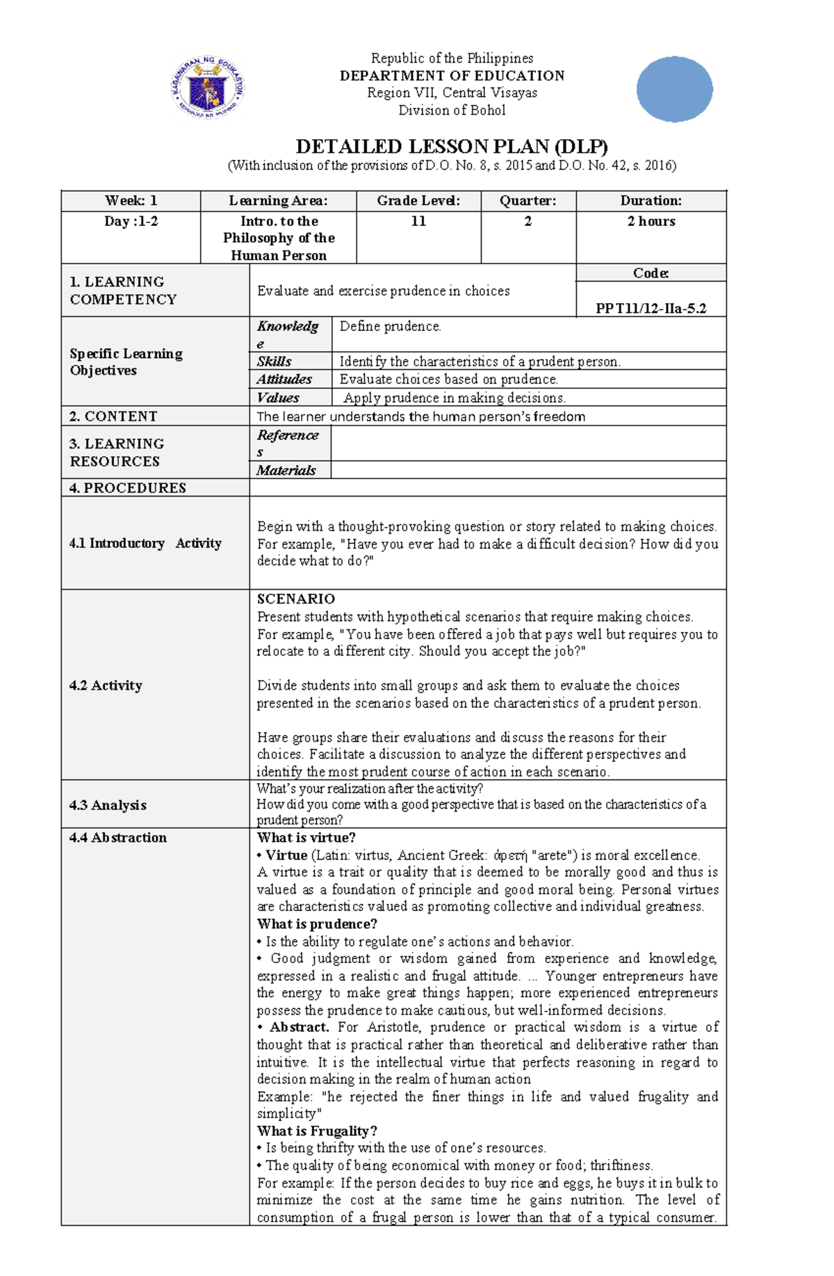 PLP Philo Q2 WK1 DAY1-2 - for us - Republic of the Philippines ...
