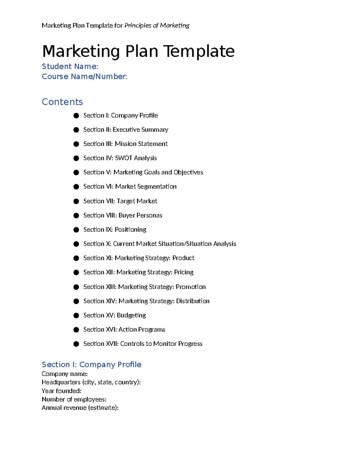 Marketing-Marketing Plan Template - Marketing Plan Template Student ...