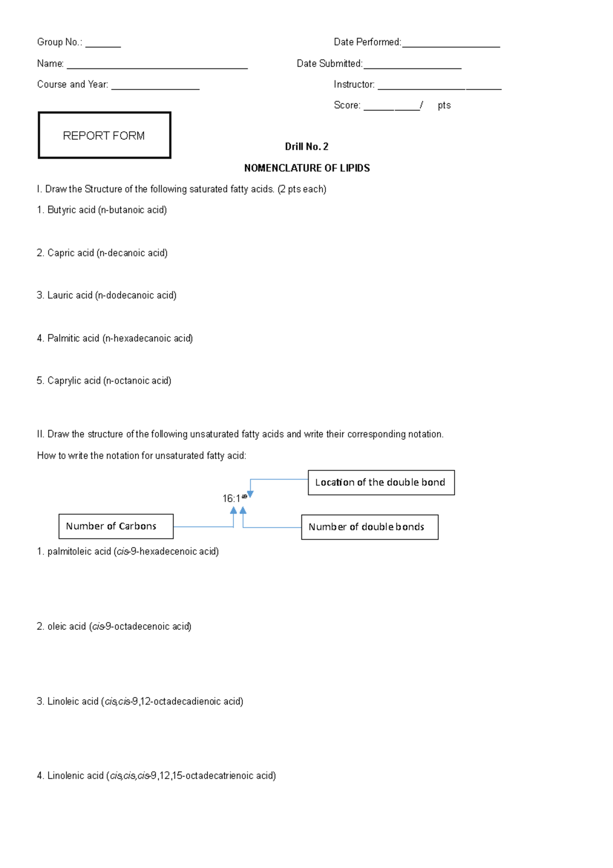 Drill on Lipids Report form - Group No.: _______ Date Performed ...