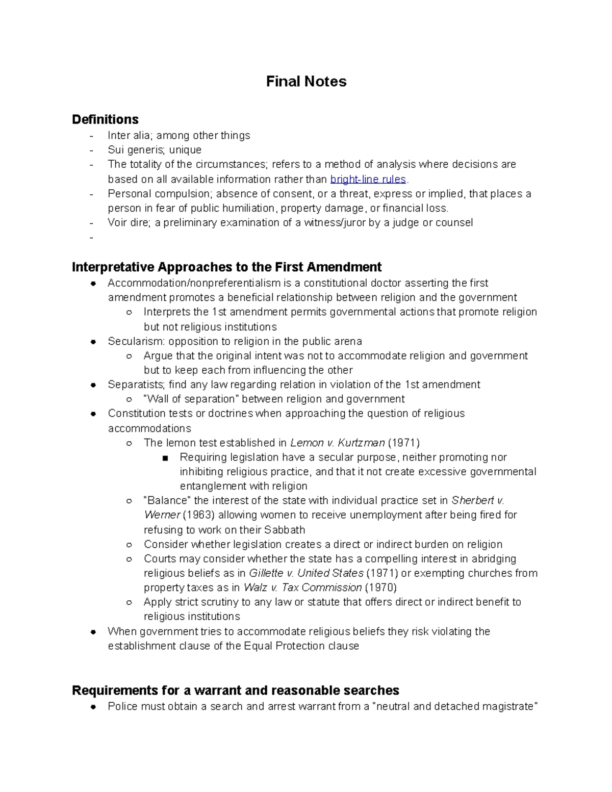 Final Notes Con Rights - Final Notes Definitions Inter alia; among ...