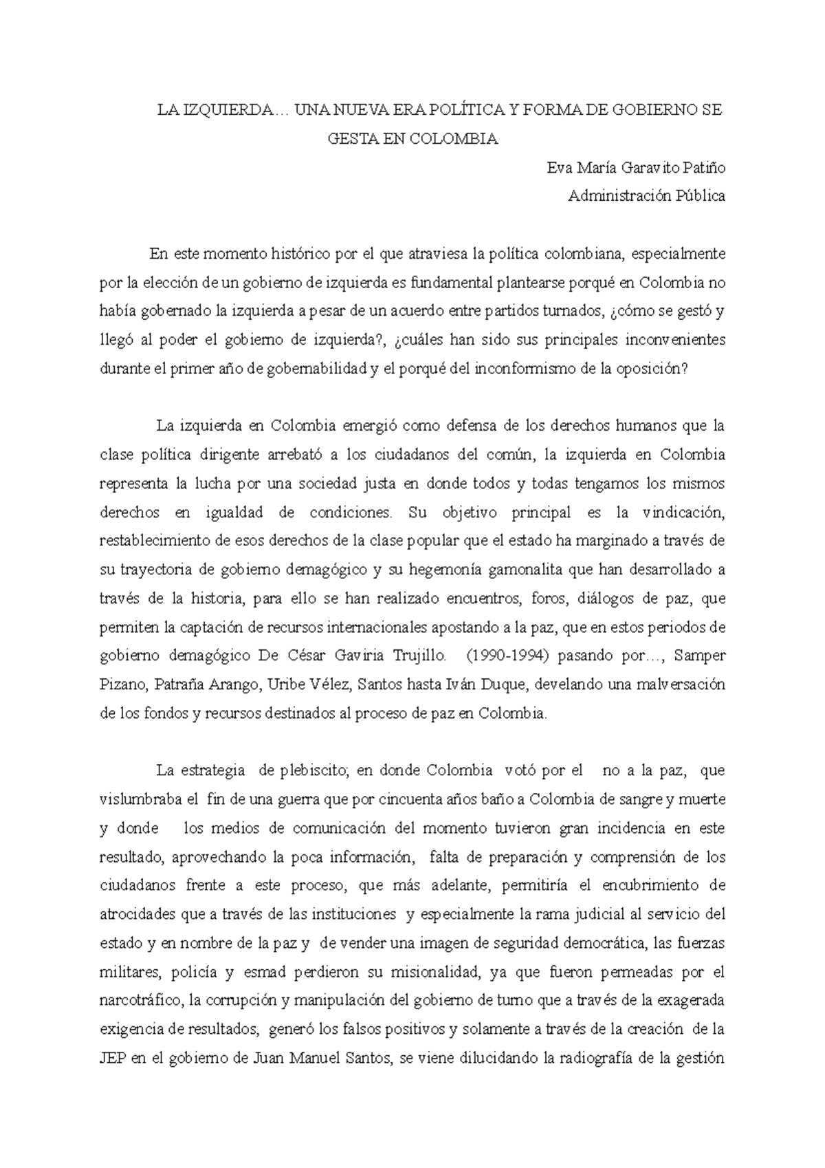 FASE 2 Eva Maria Garavito - LA IZQUIERDA... UNA NUEVA ERA POLÍTICA Y ...