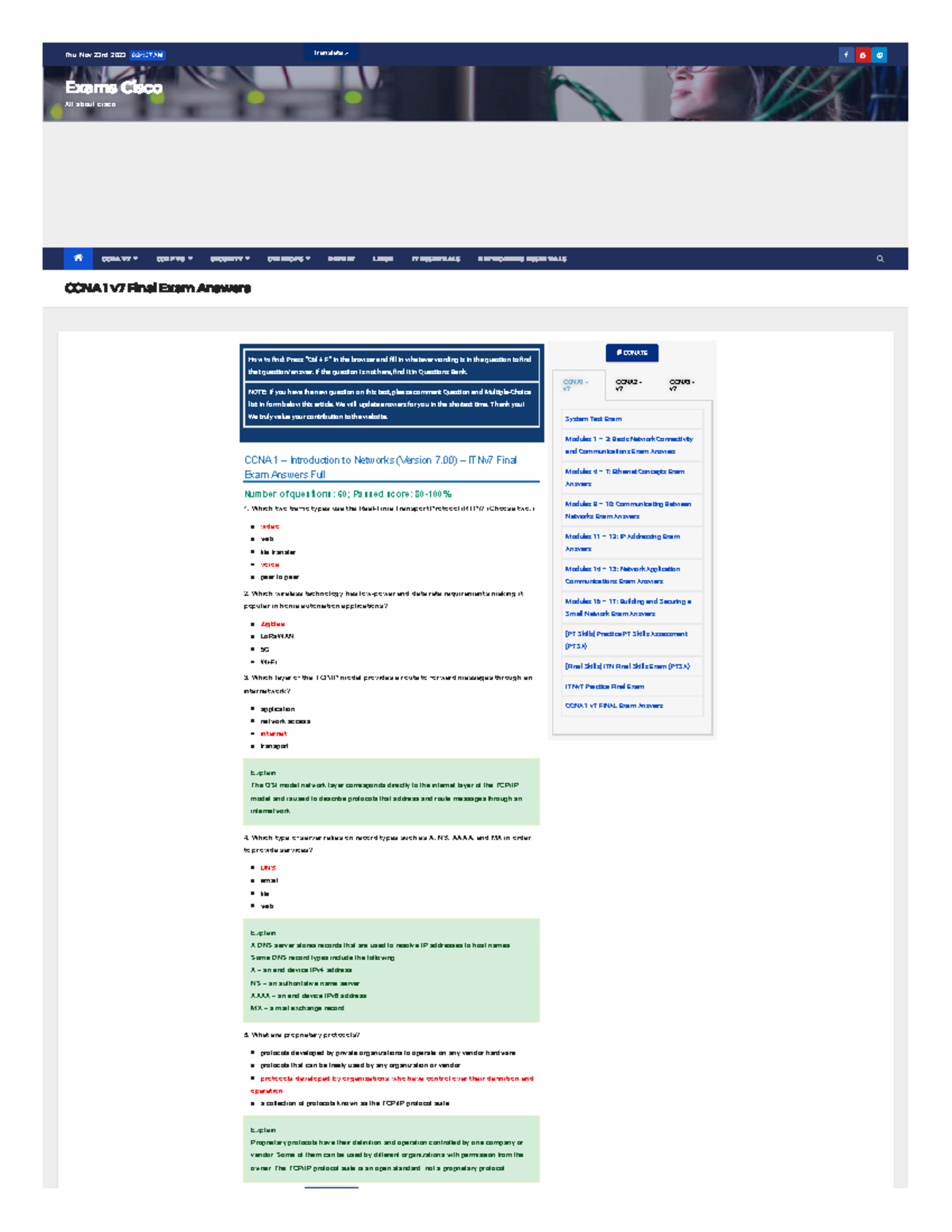 Examscisco com ccna v7 0 ccna 1 v7 final exam answers - Thu. Nov 23rd, 2023 6:24:37 AM Exams ...