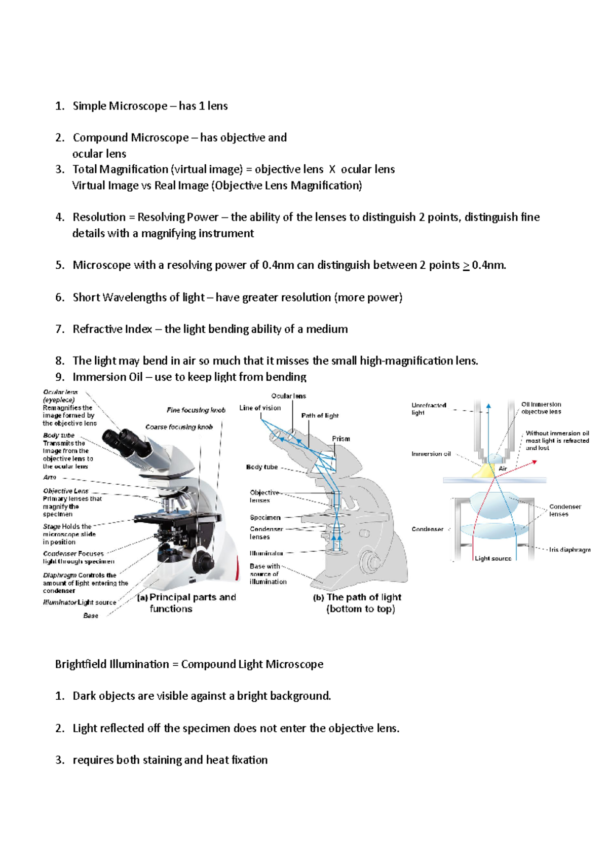 Microscope types and parts - Simple Microscope – has 1 lens Compound ...