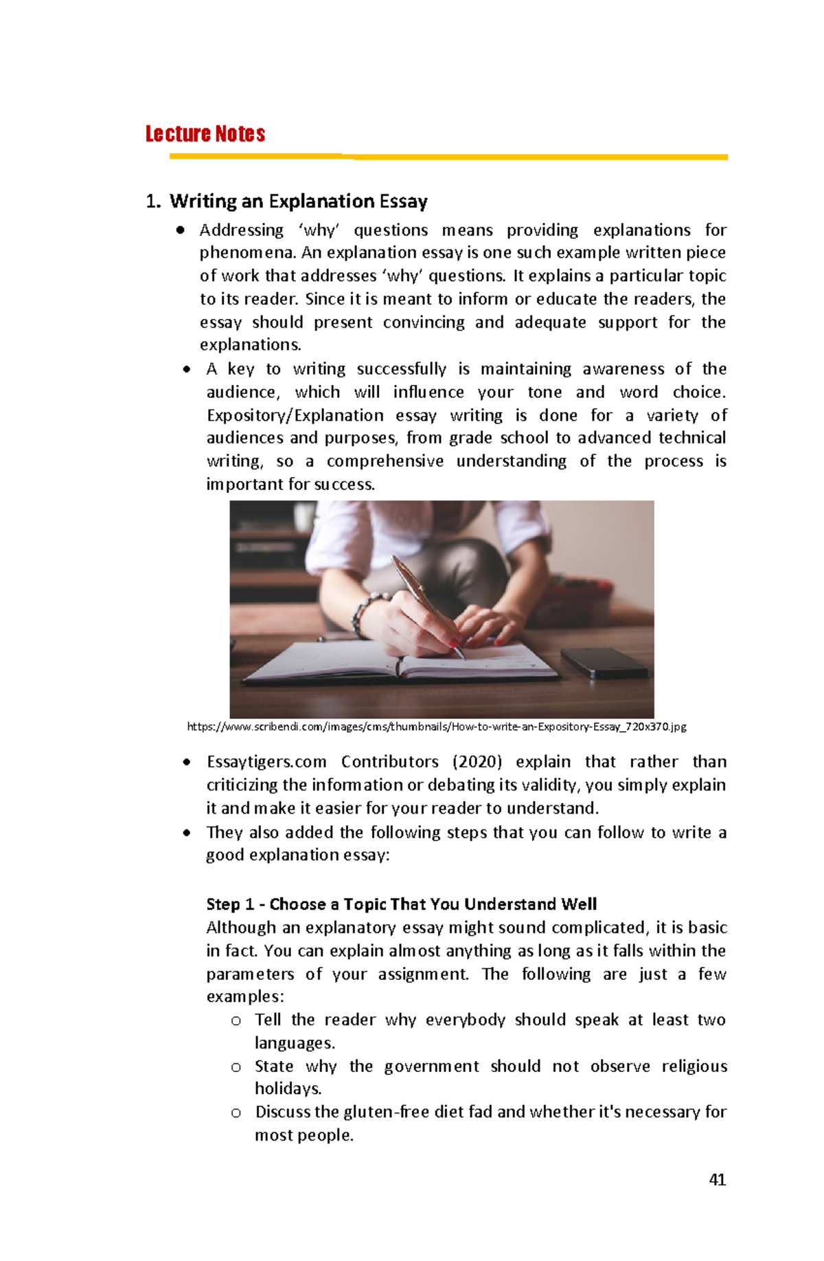 Purp Comm Report - expository essay - Lecture Notes 1. Writing an ...