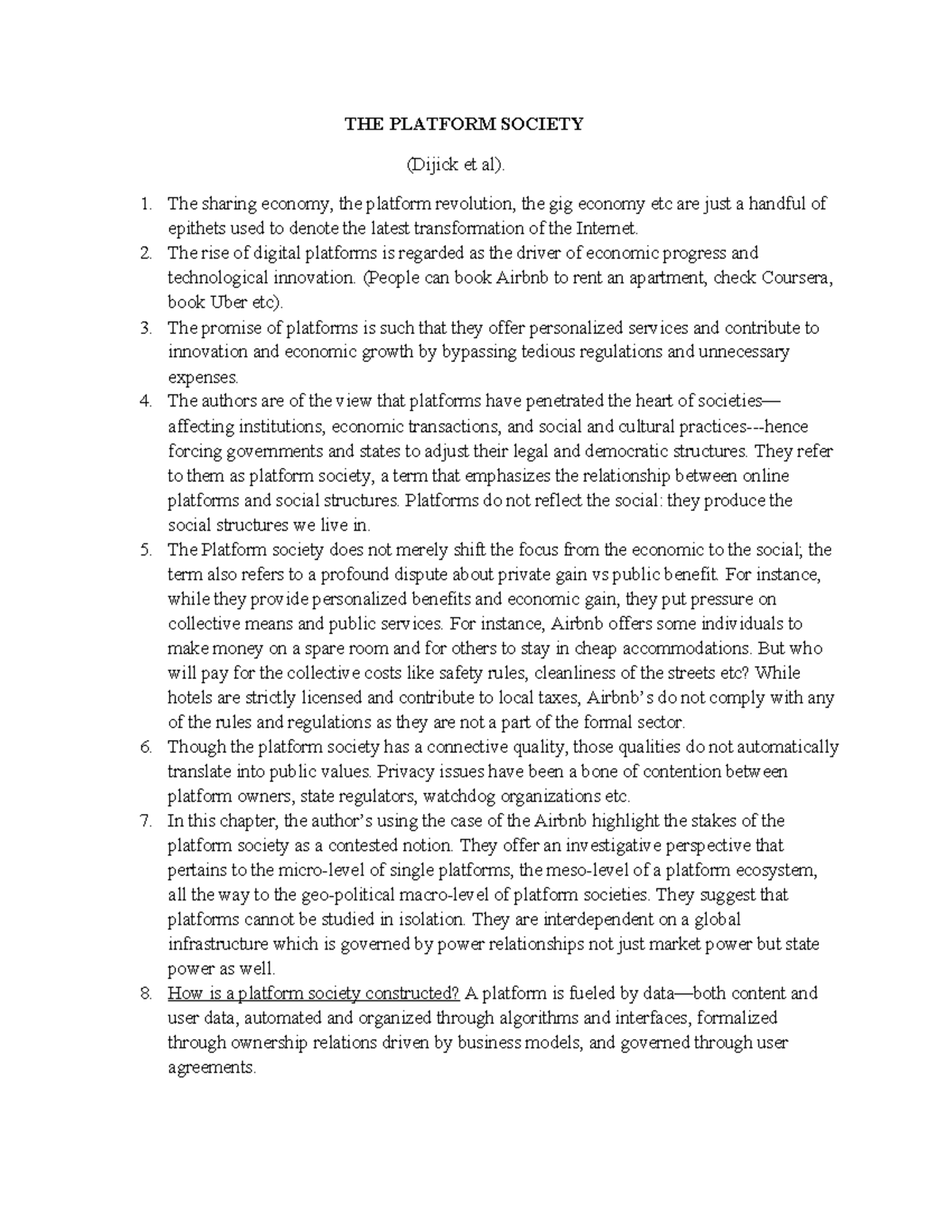 THE Platform Society - Summary Economic Sociology - THE PLATFORM ...