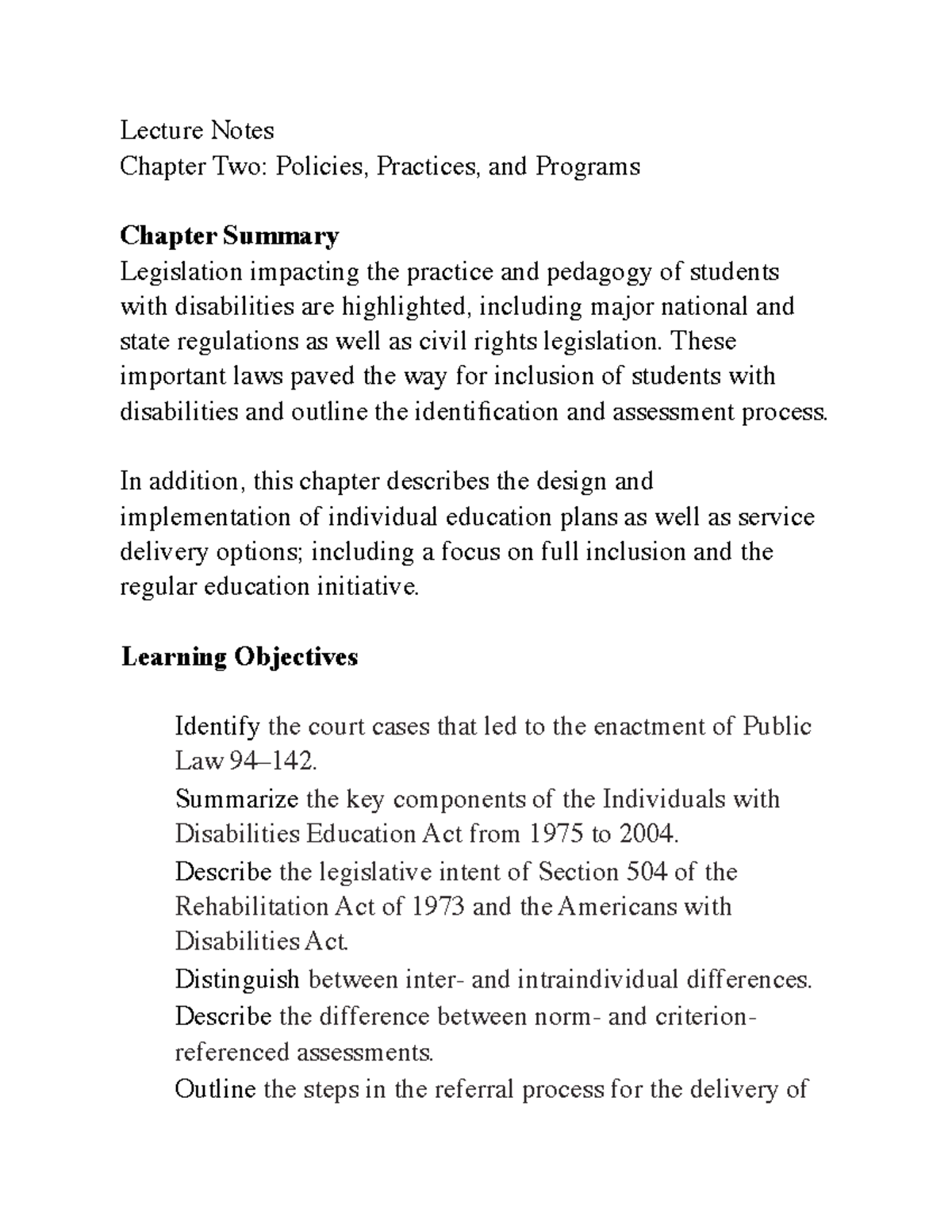 Lecture Notes chapter 2 - Lecture Notes Chapter Two: Policies ...