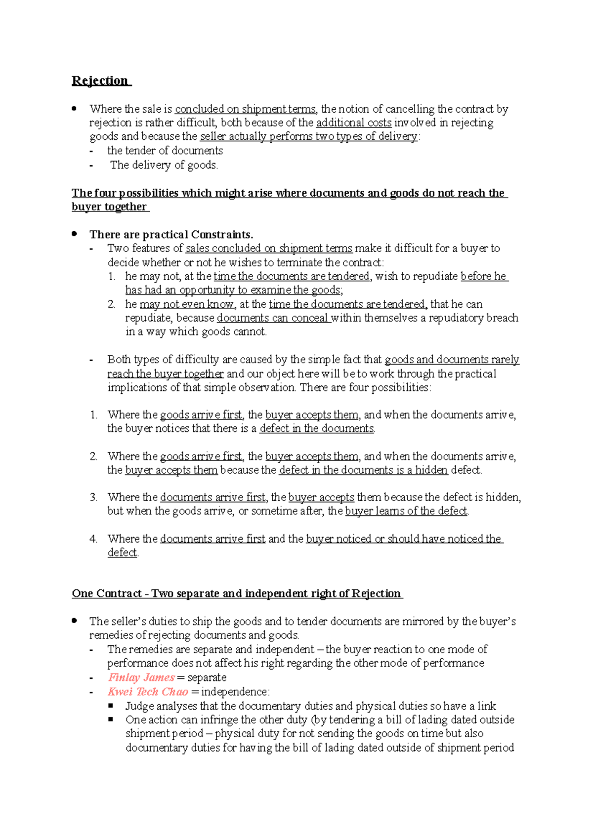 10. Rejection - Lecture notes 10 - Rejection Where the sale is ...
