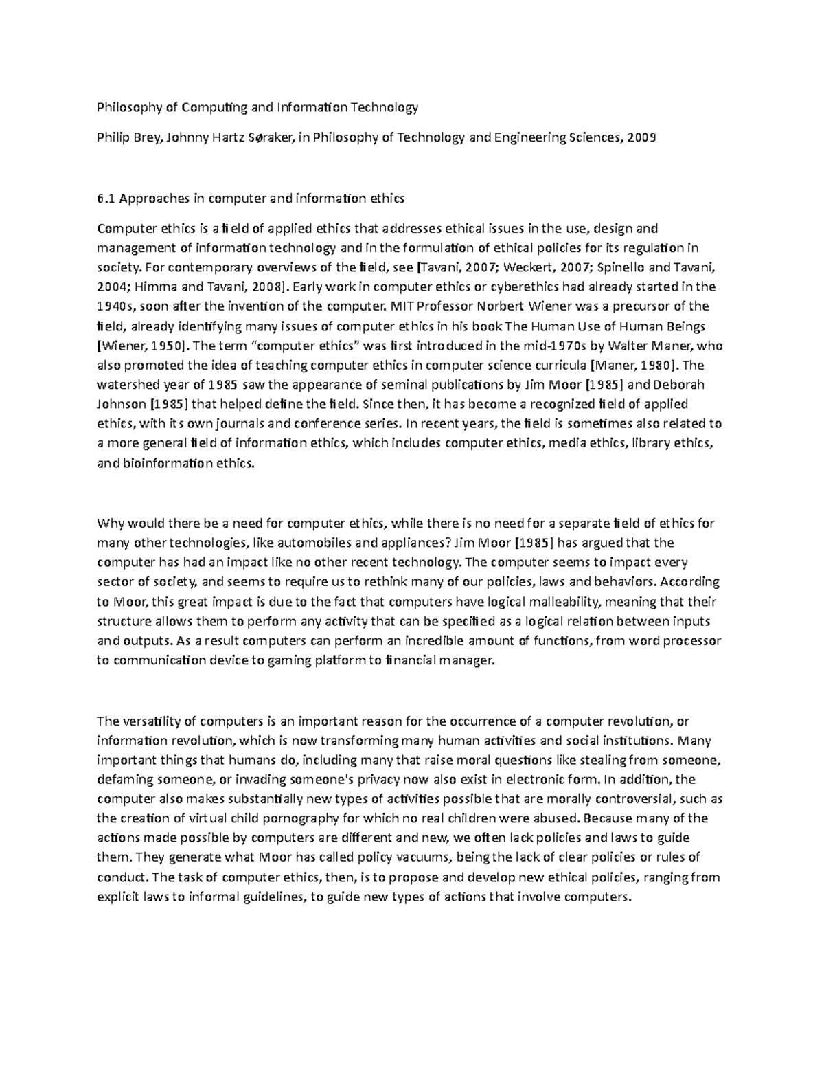 Philosophy of Computing and Information Technology - Management ...