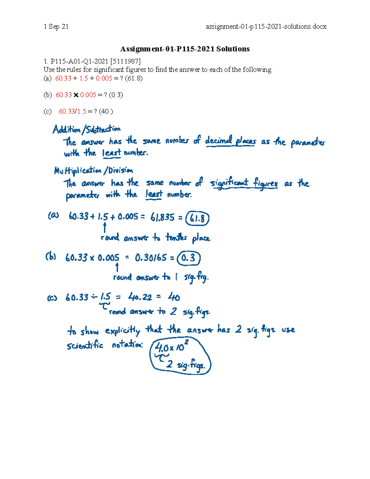 Assignment 01 P115 2021 Solutions - Assignment-01-P115-2021 Solutions 1 ...
