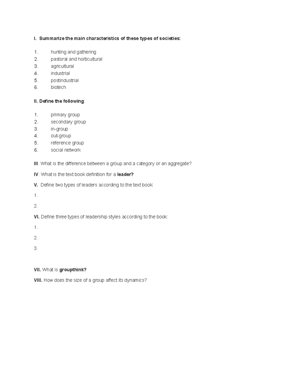 SOC ch. 6 worksheet-1 - Good notes - I. Summarize the main ...