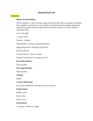 Gout soap example - Gout SOAP Note Subjective: History of present ...