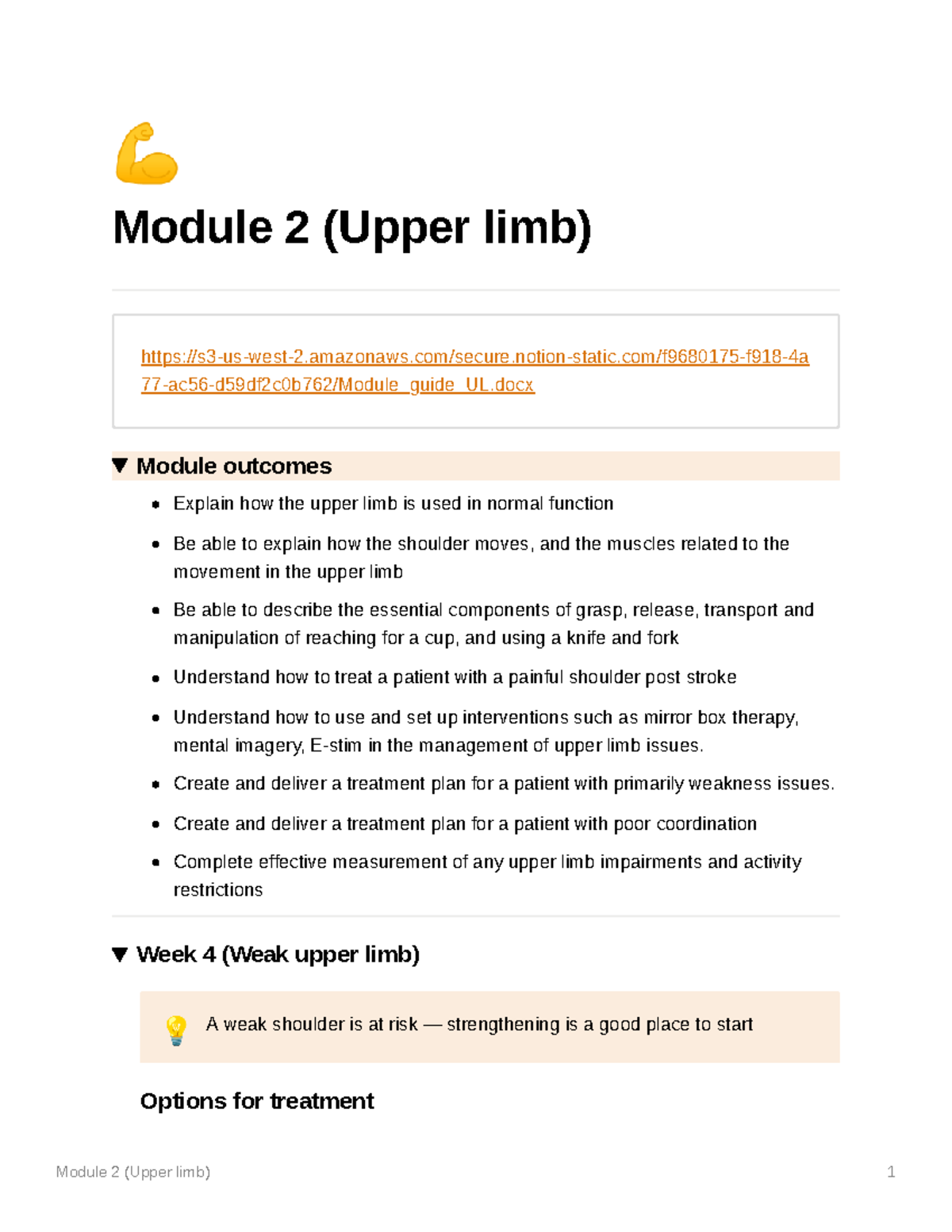PHS318 Module 2 (Upper limb) - Module 2 (Upper limb) 1 Module 2 (Upper ...