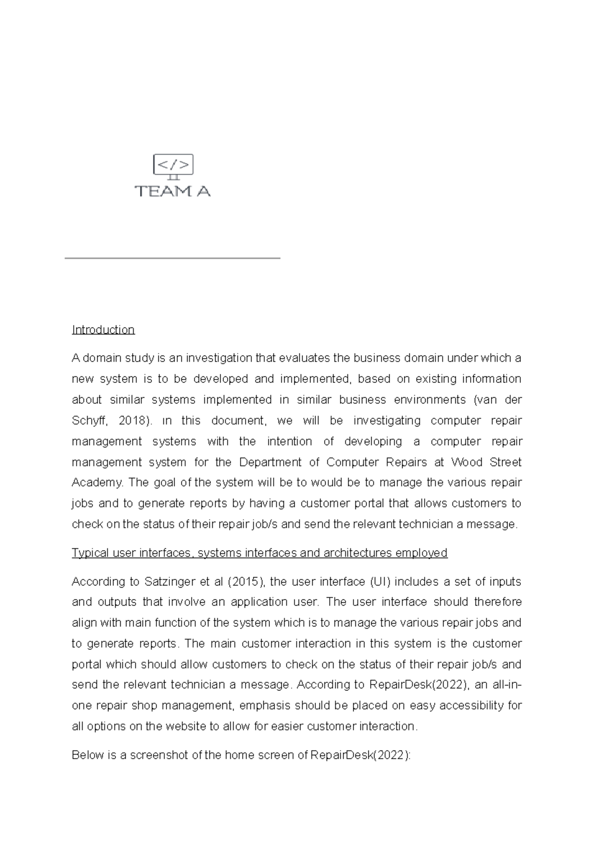 Domain study SUMMARY for Project Management - Introduction A domain ...