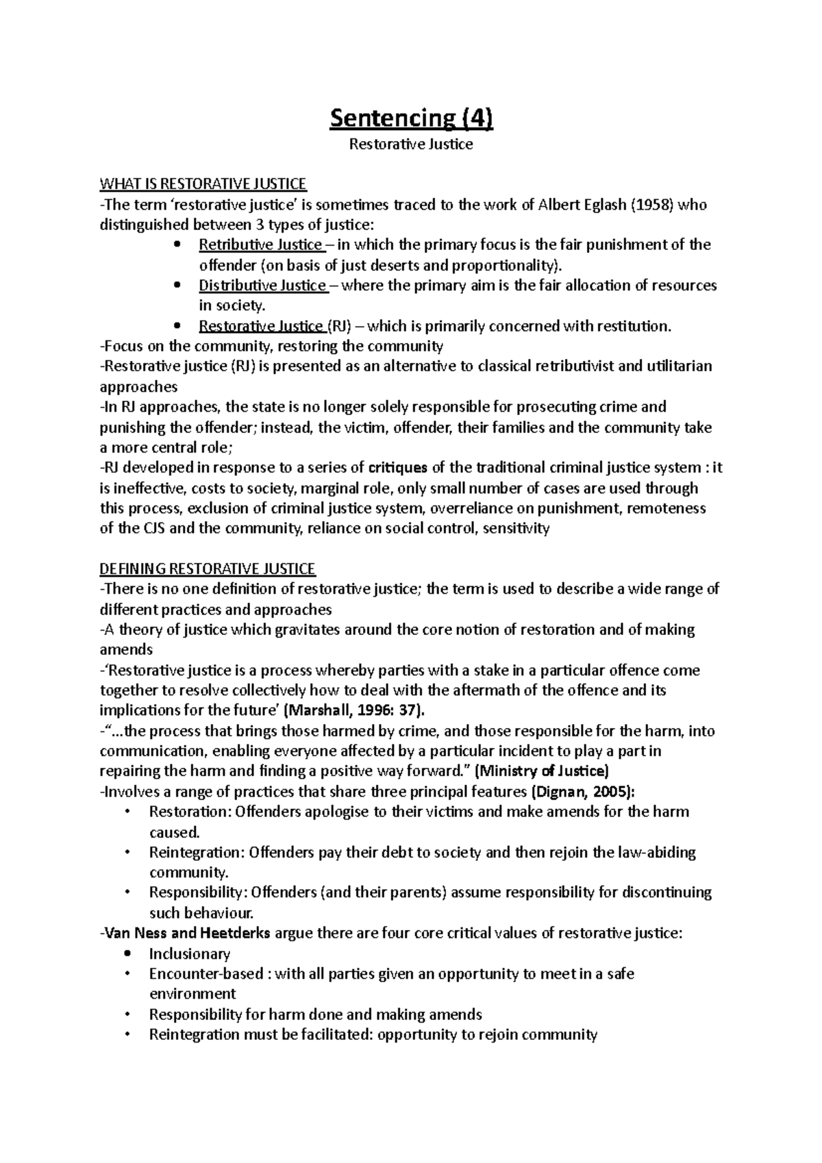 Sentencing 4 - Distributive Justice – where the primary aim is the fair ...