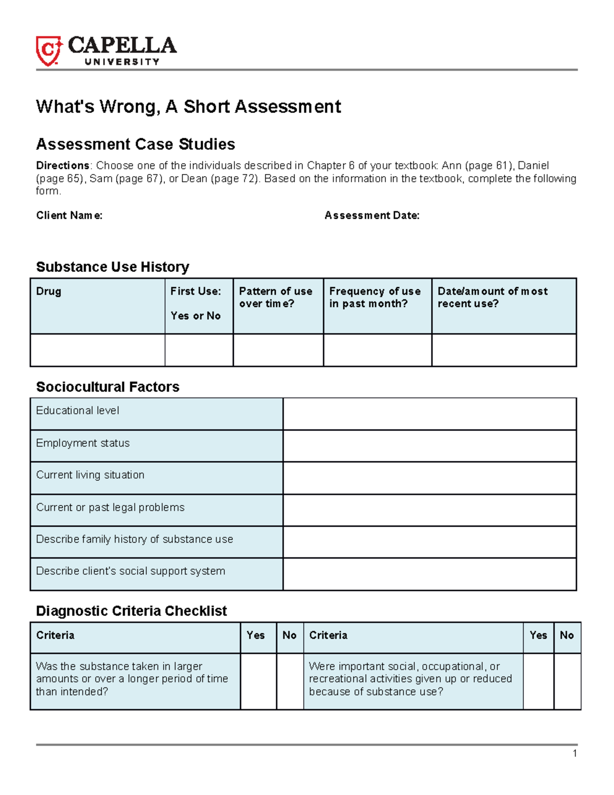 Cf week 2 assignment - notes - What's Wrong, A Short Assessment ...