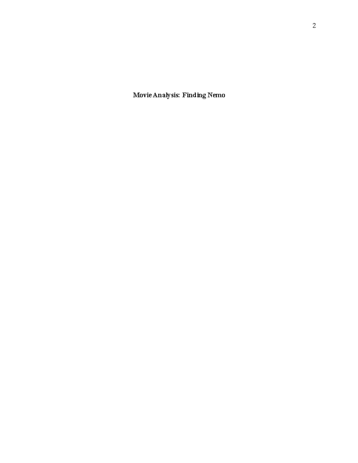 Movie Analysis: Finding Nemo - Studocu