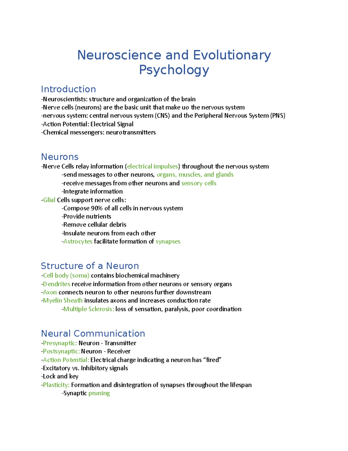 Neuroscience and Evolutionary Psychology - Neuroscience and ...