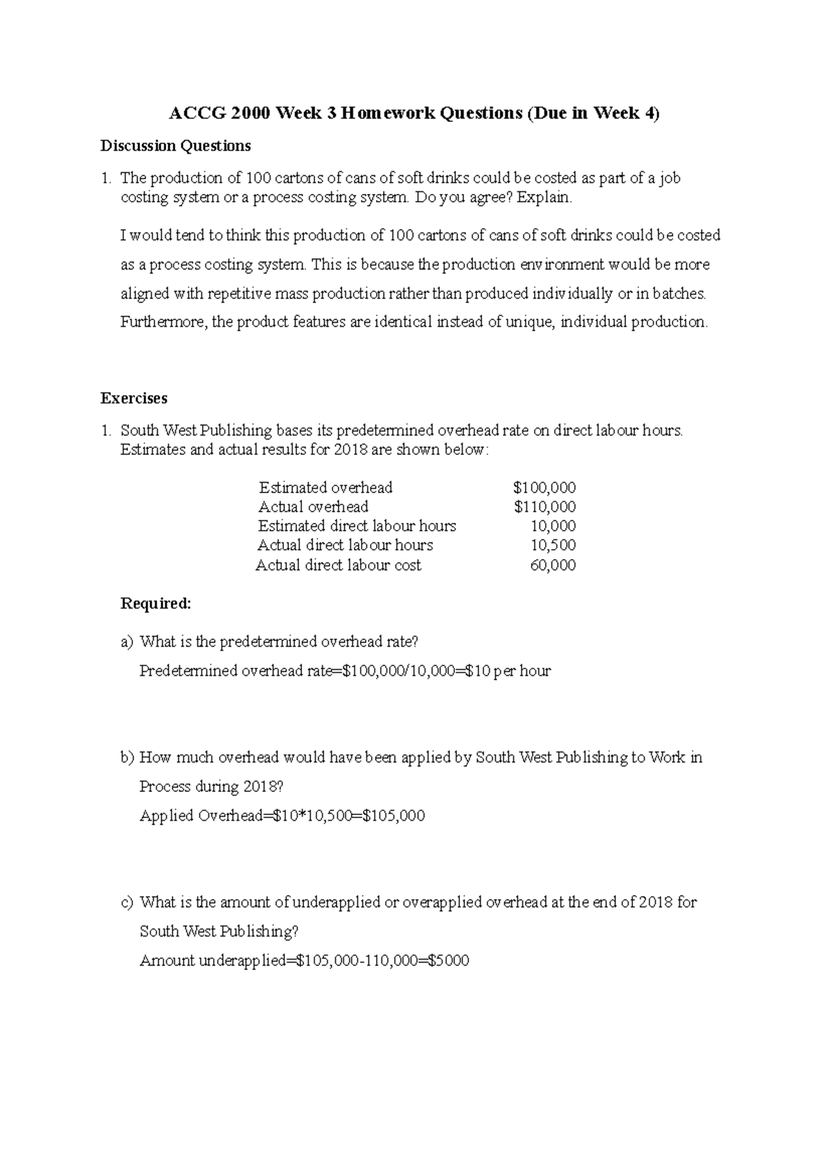 ACCG200 0 Week3Homework Questions - ACCG 2000 Week 3 Homework Questions ...