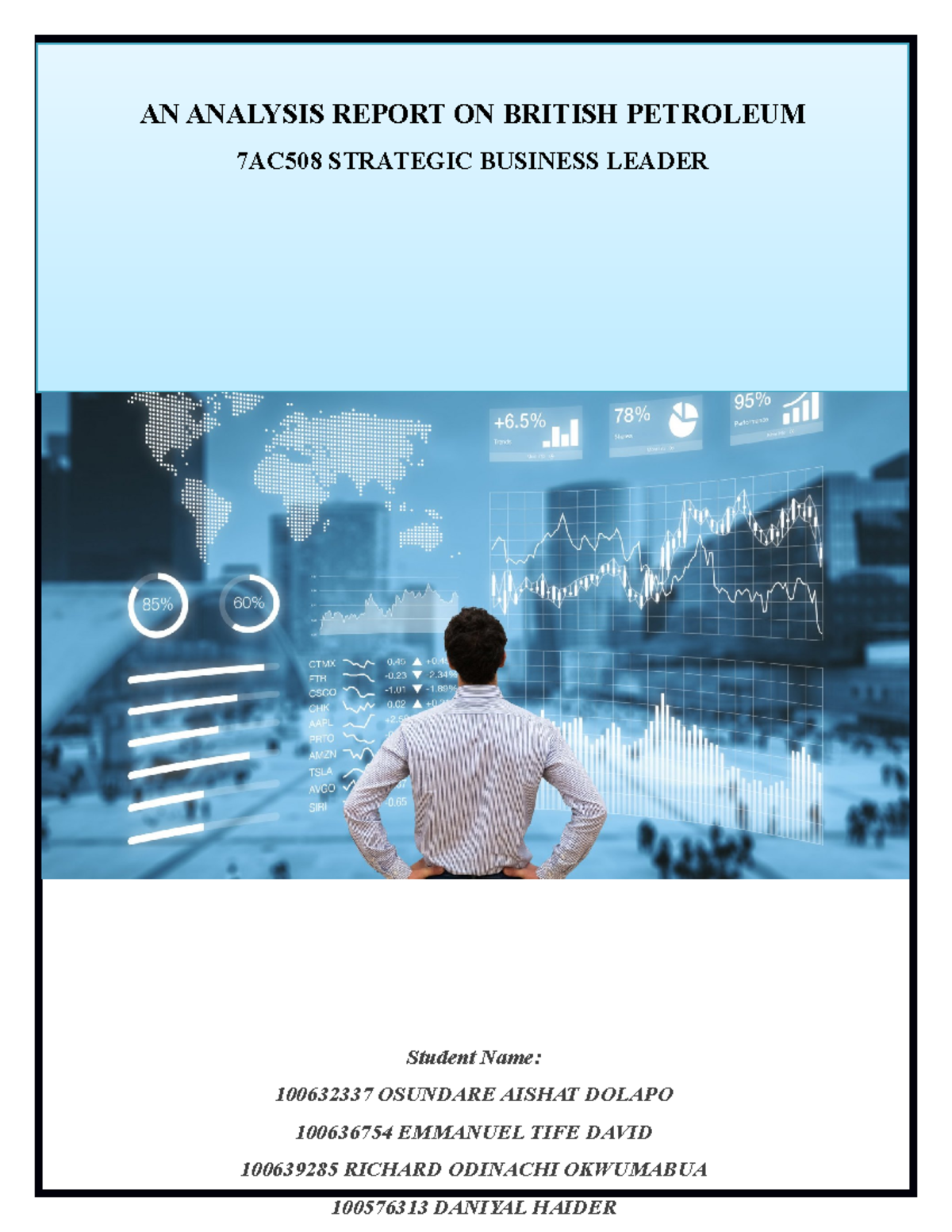 SBL Group Assessment - AN ANALYSIS REPORT ON BRITISH PETROLEUM 7AC508 ...