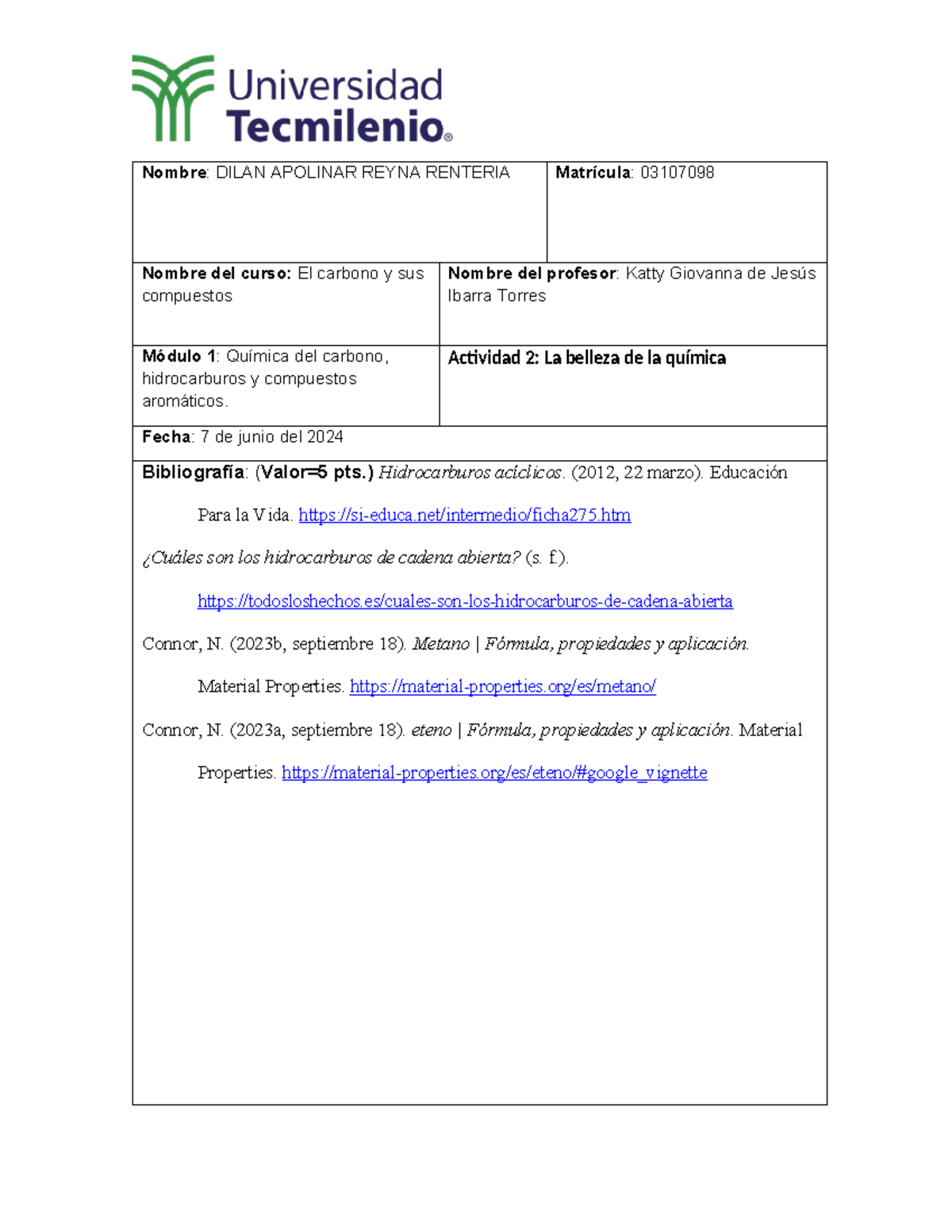 Act 2 de quim III1717972701 - Nombre: DILAN APOLINAR REYNA RENTERIA ...