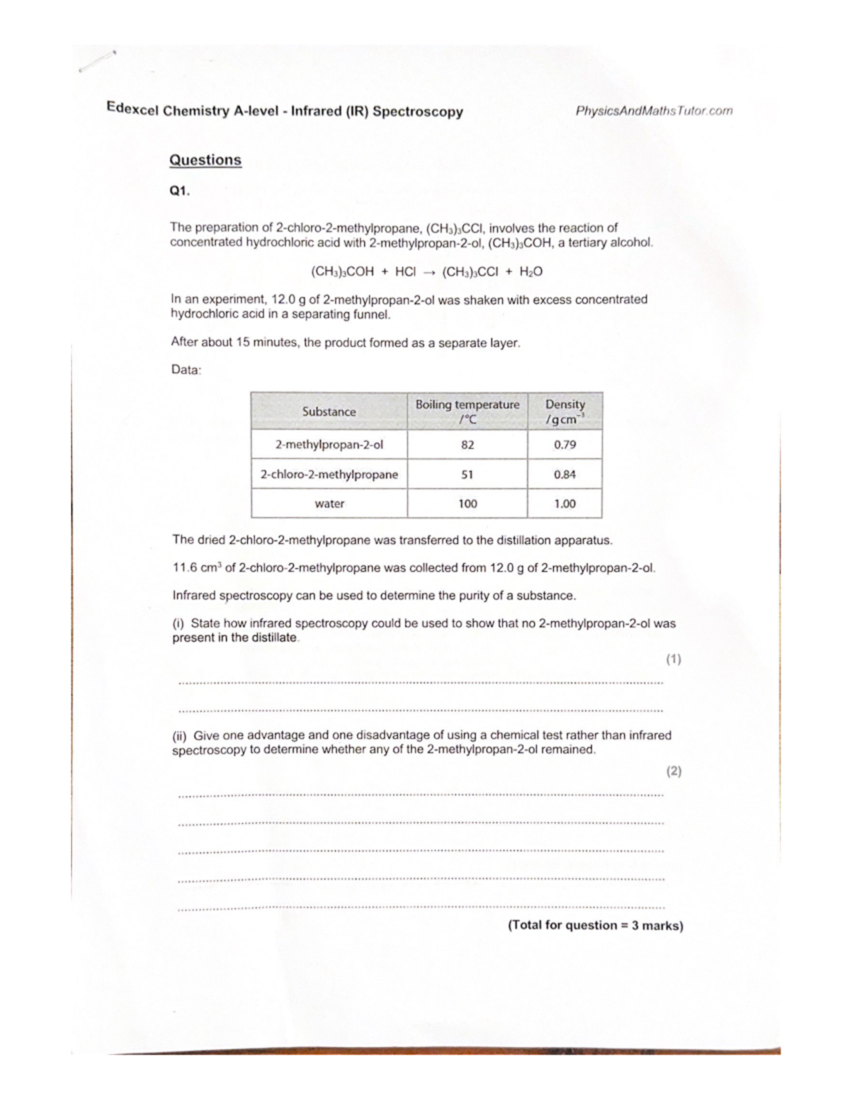 Edexcel Chemistry A-level - Infrared (IR) Spectroscopy - Edexcel ...