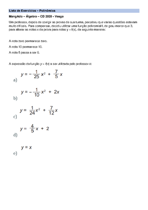 Lista de Exercícios - Sistemas Lineares - Lista de Exercícios – Sistemas Lineares MangAdo ...