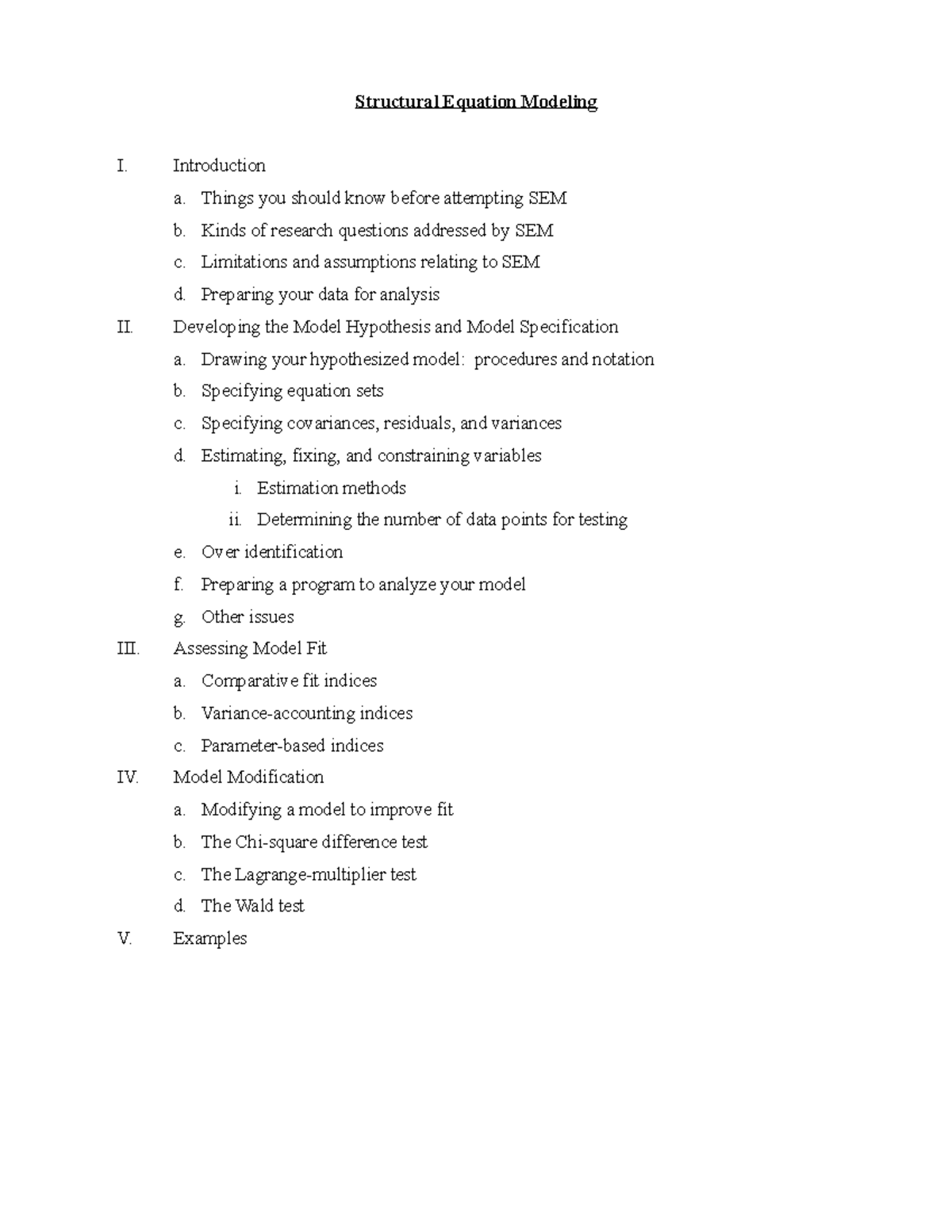 Structural Equation Modeling - Introduction a. Things you should know ...