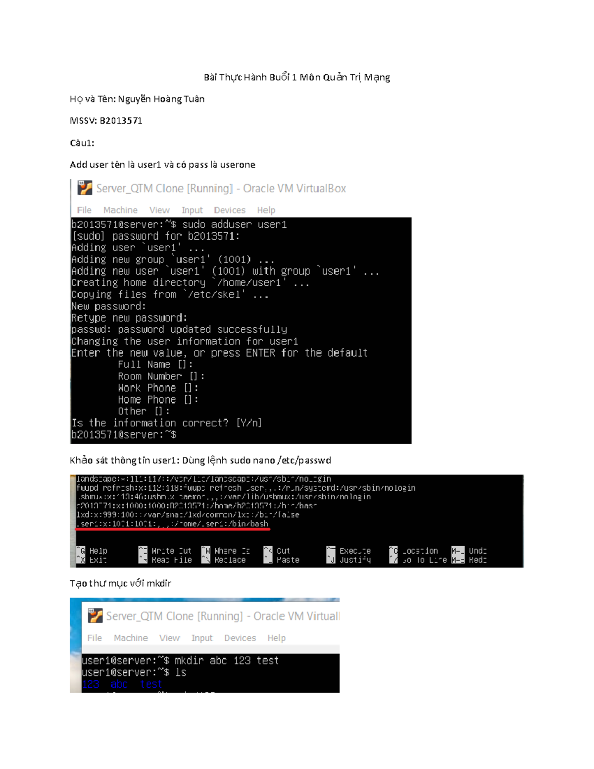 Buoi1 - bài thực hành buổi 1 quản trị mạng - Bài Th ực Hành Bu ổi 1 Môn ...
