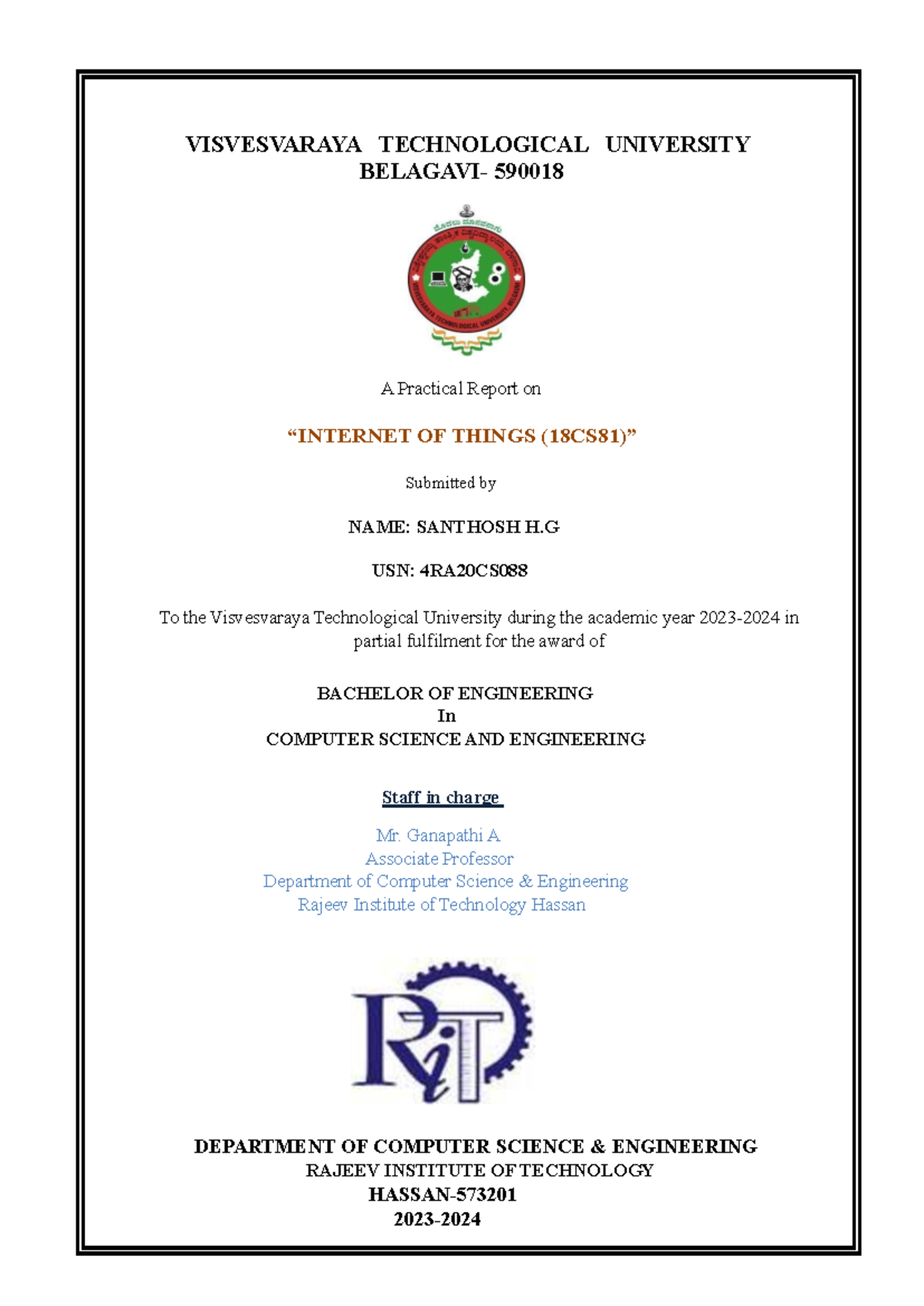 iot lab manual or practical - VISVESVARAYA TECHNOLOGICAL UNIVERSITY ...