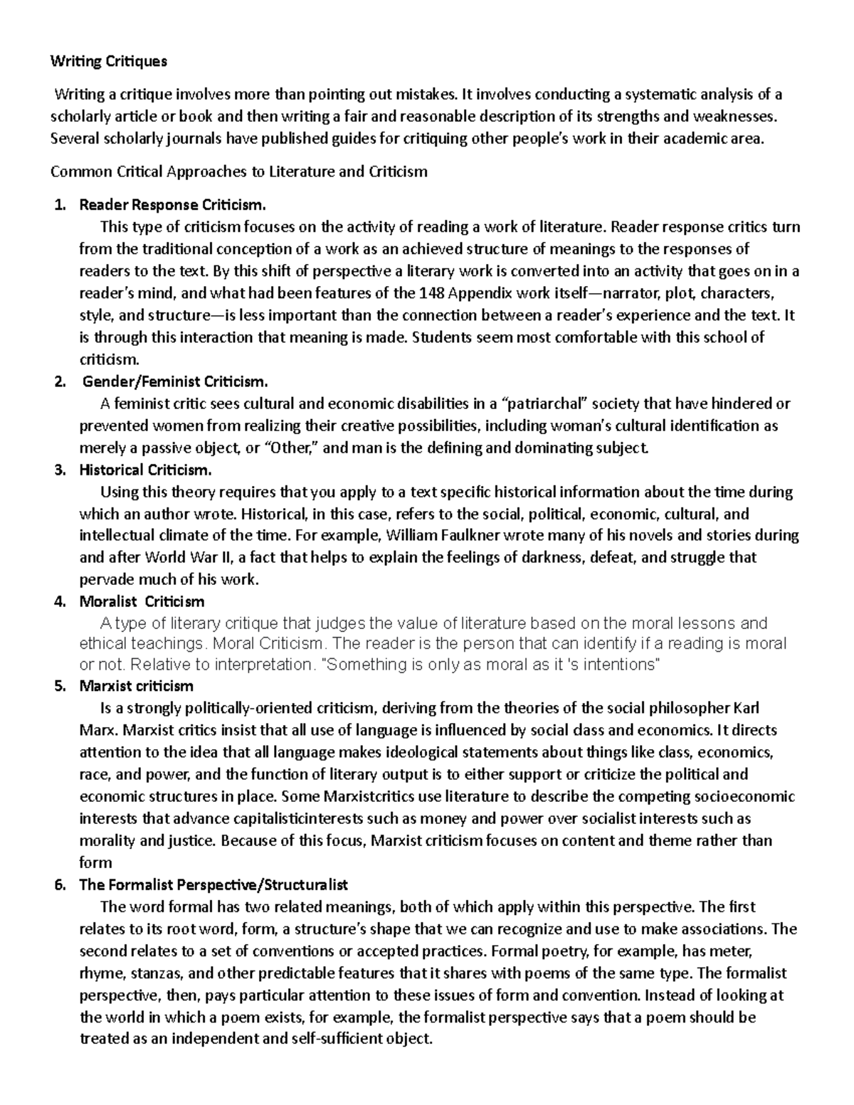 Writing Critiques - reviewer - Writing Critiques Writing a critique ...