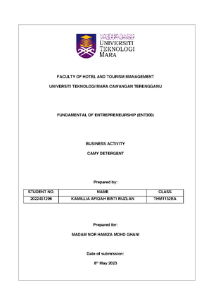HTC201 COD Report Example - UNIVERSITI TEKNOLOGI MARA (UiTM) CAWANGAN ...