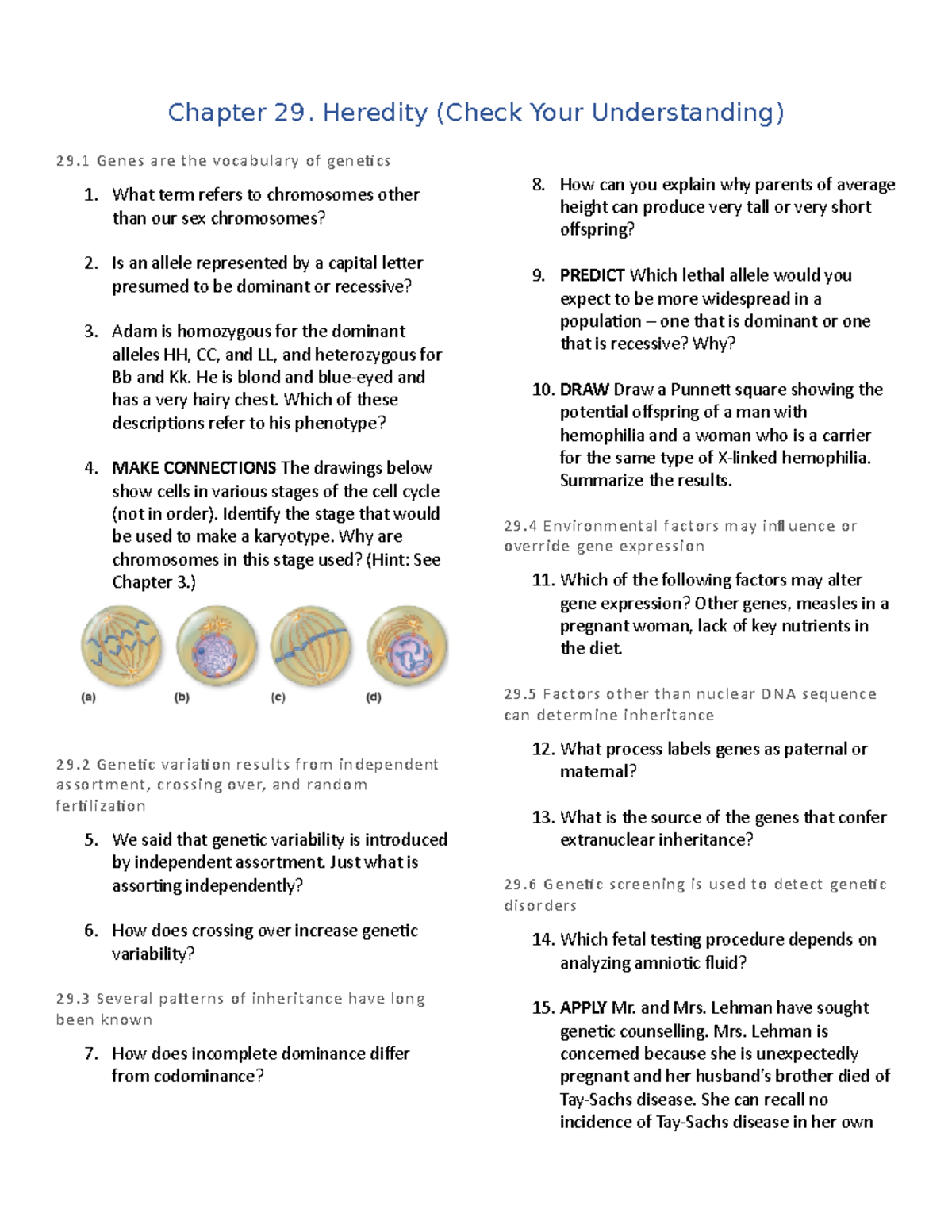 Chapter 29. (Check Your Understanding) - Chapter 29. Heredity (Check ...