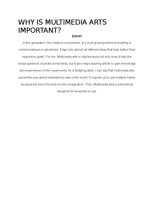 Introduction TO Multimedia ARTS Midterm Notes (MMA131)3 - Live ...